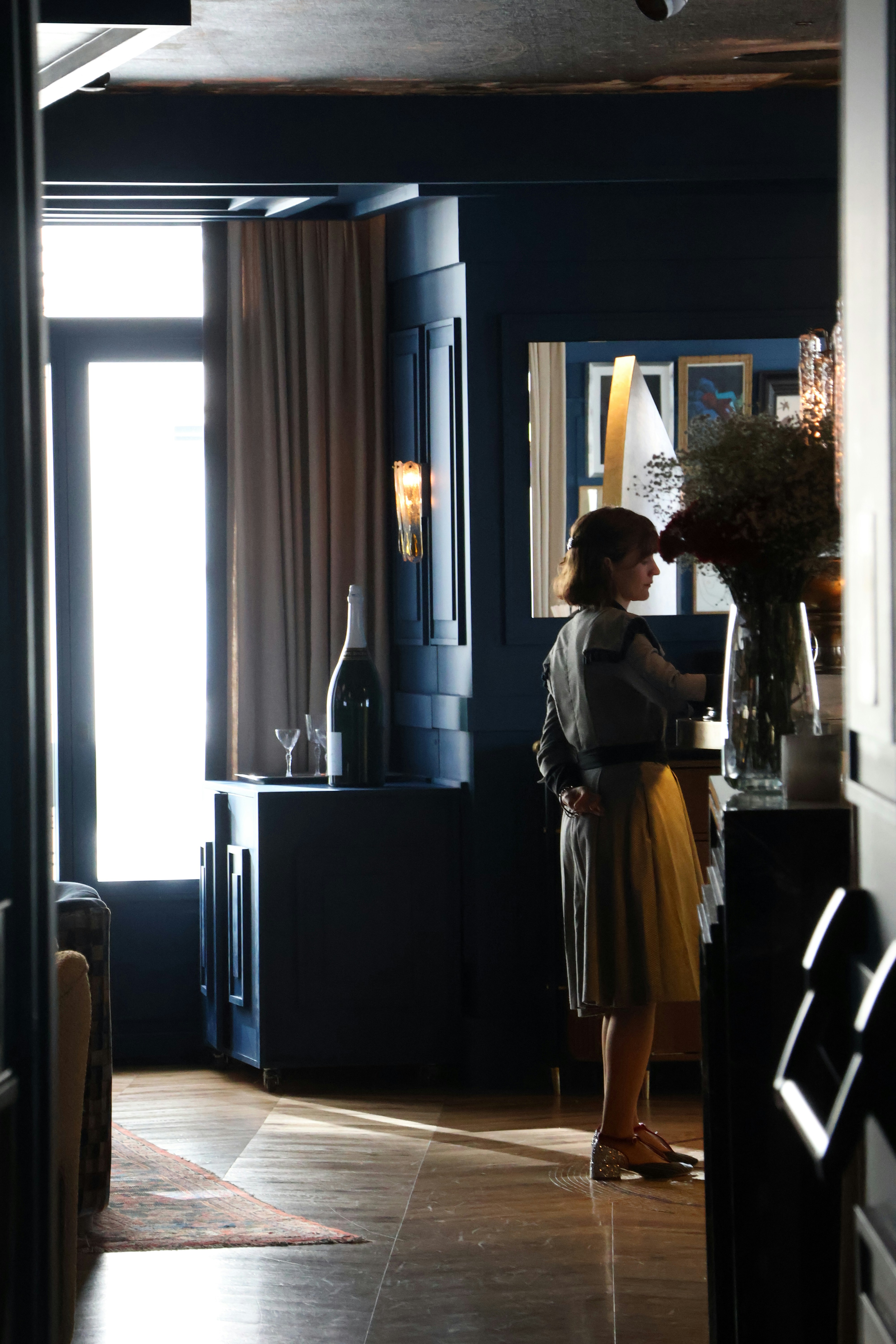 Velvet Bar Quietude: Portrait in Soft Interior Glow