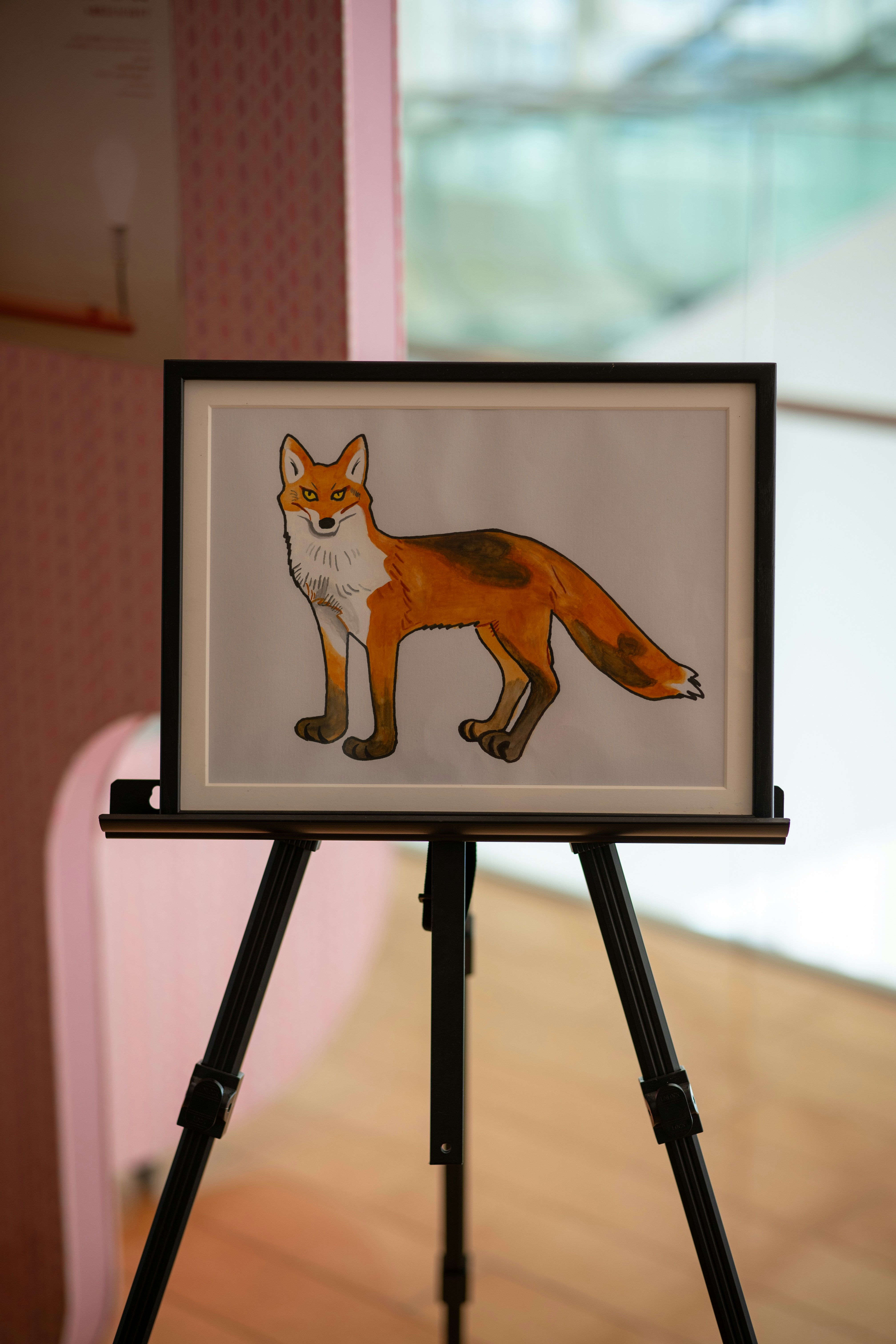 Fox in Frame: A Portrait on a Minimal Studio Easel