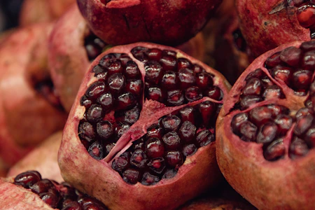 Crimson Clusters: Macro Portrait of Pomegranate Segments