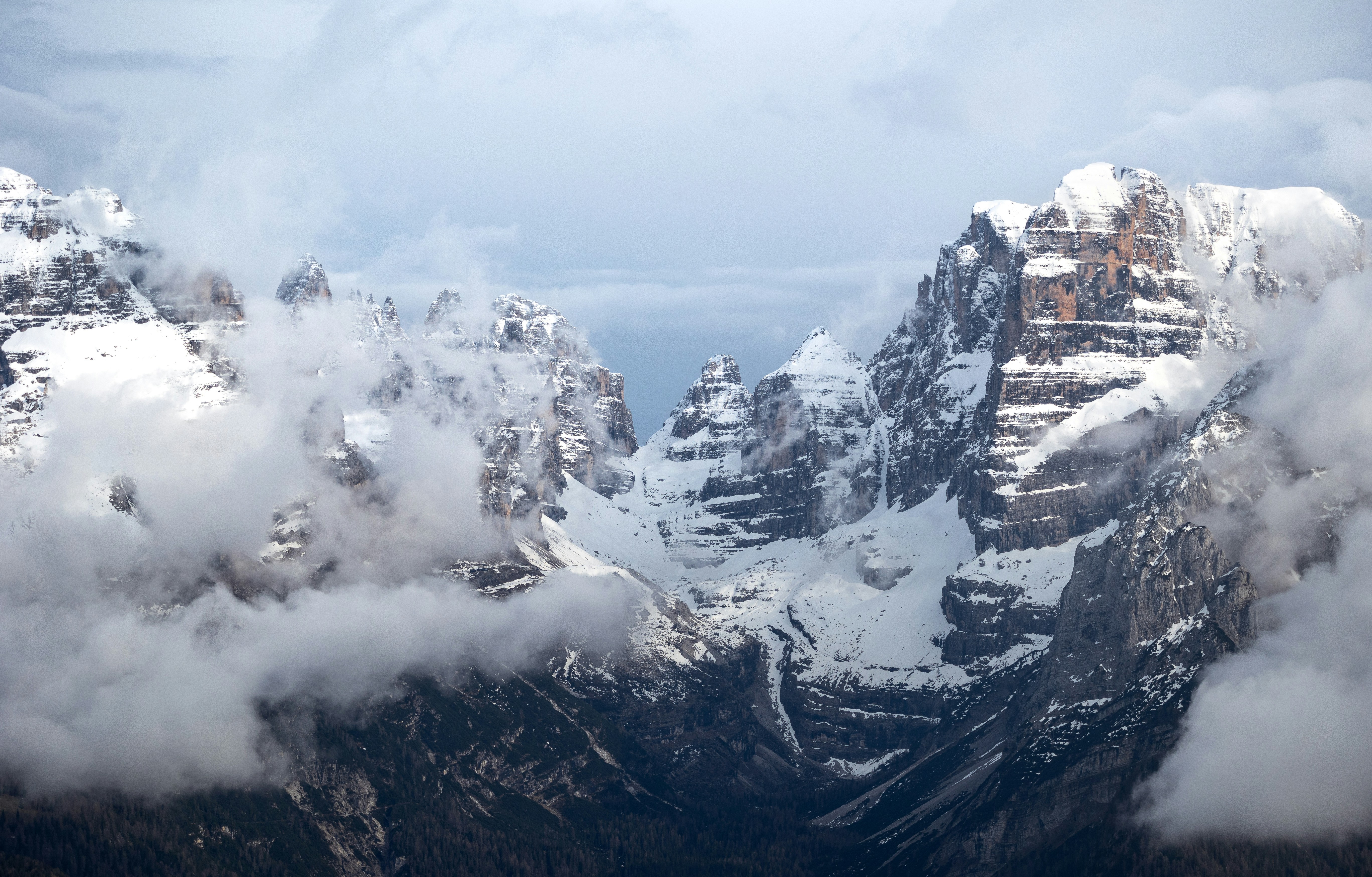 Majestic Peaks Shrouded in Mist