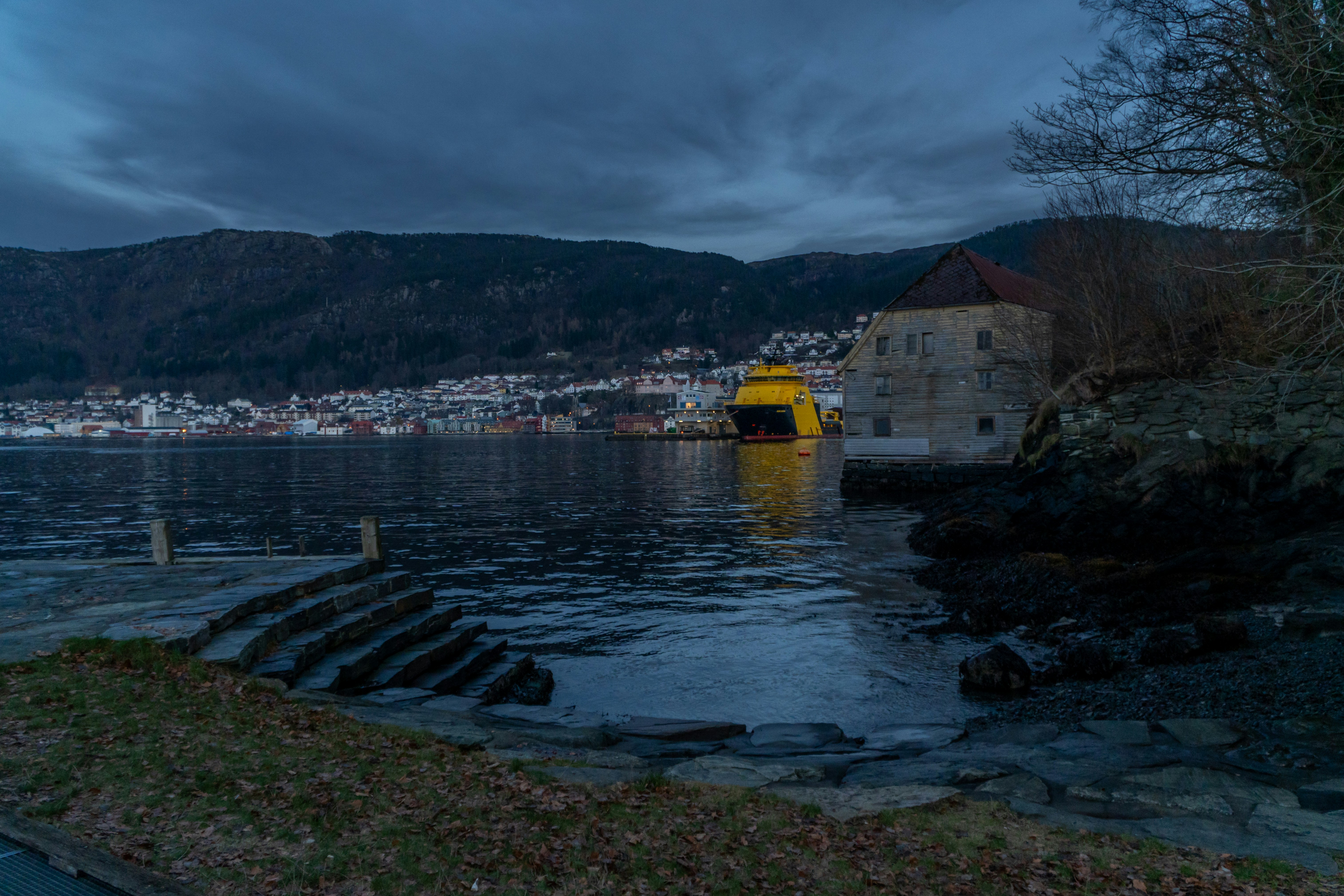 Twilight Reflections in Bergen's Harbor