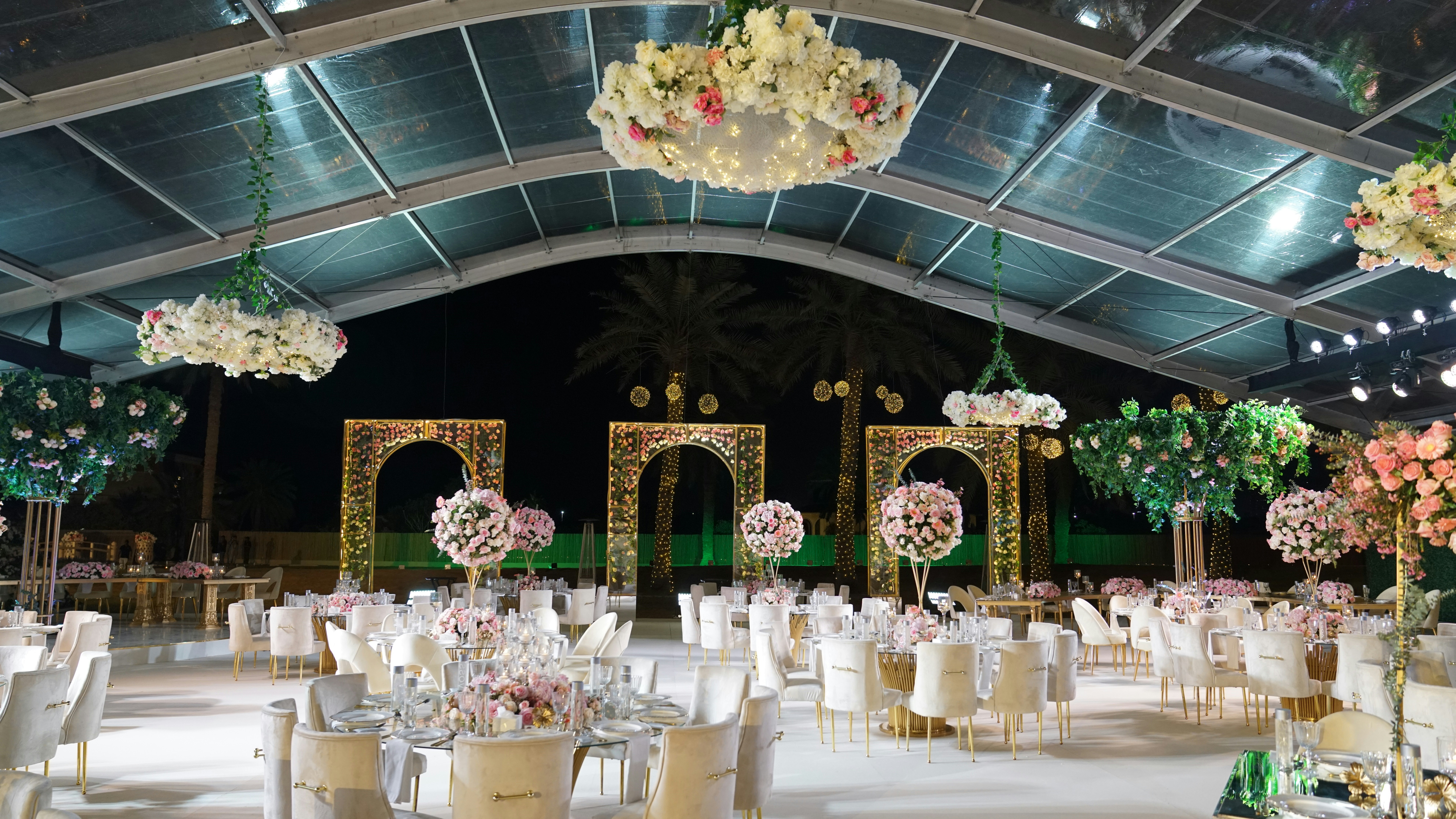 Opulent Oasis: Nighttime Gala Under Glass