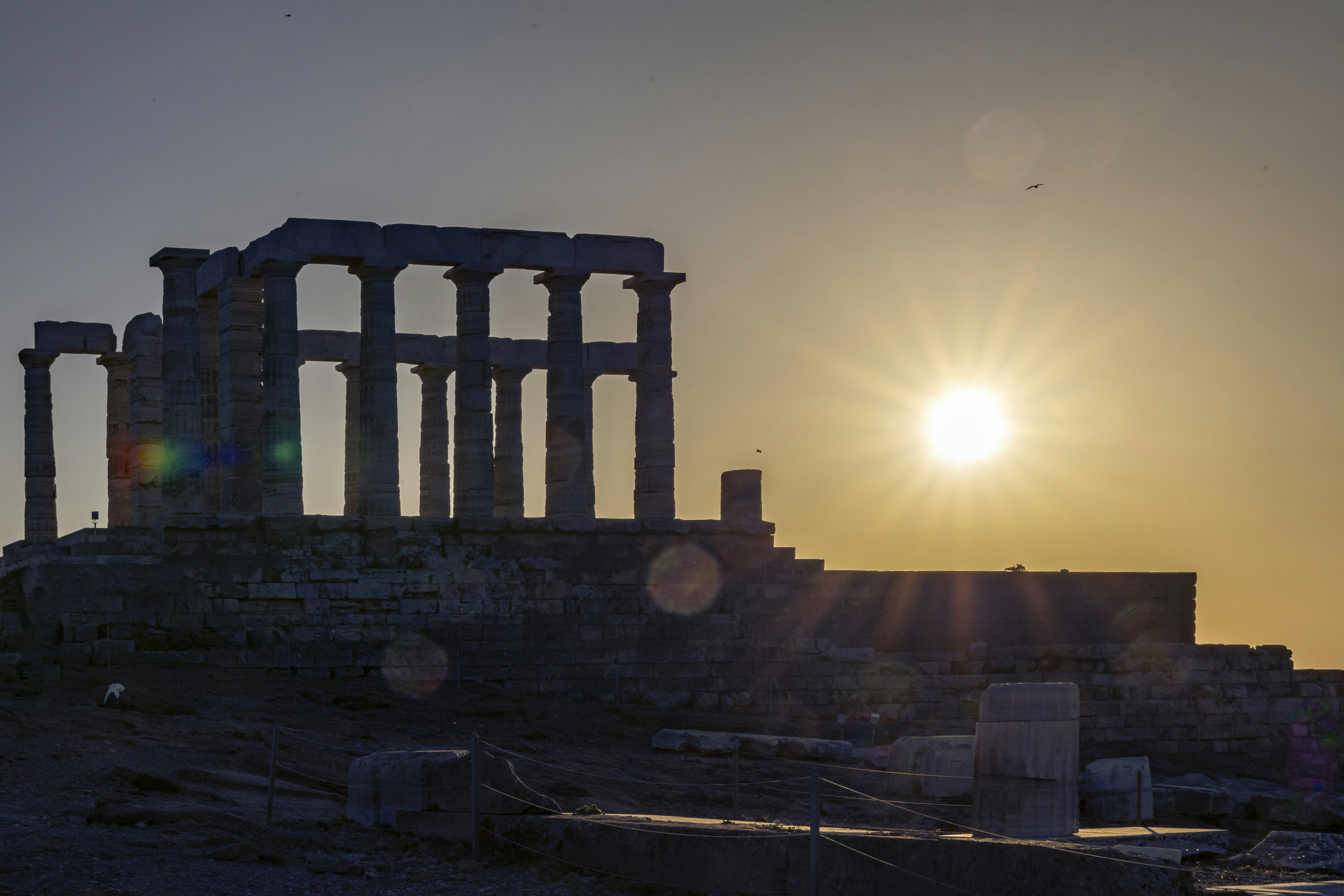 Sunlit Ruins: Echoes of an Ancient Columns at Dusk
