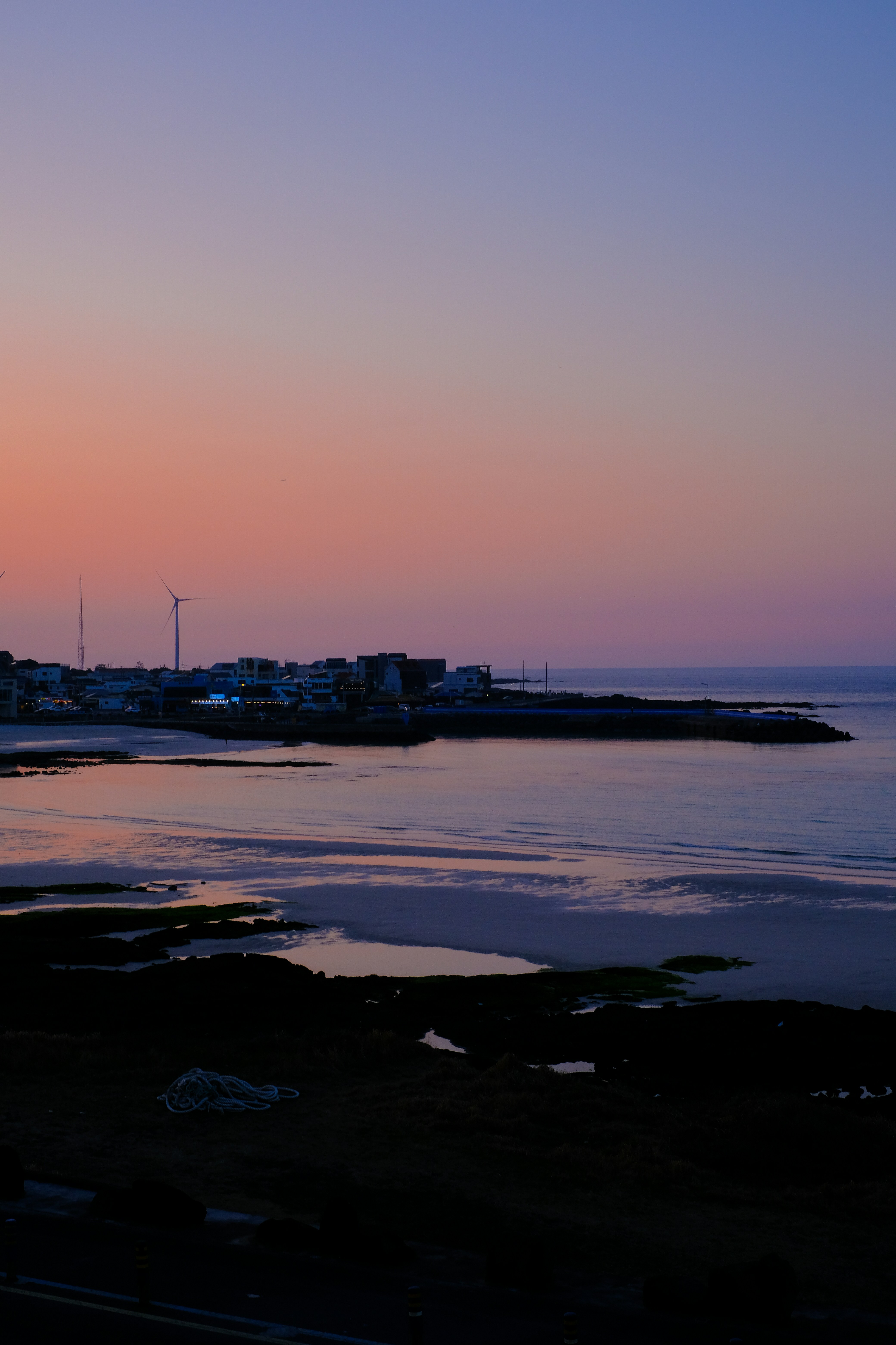 Pastel Dusk Over a Quiet Coastal Town