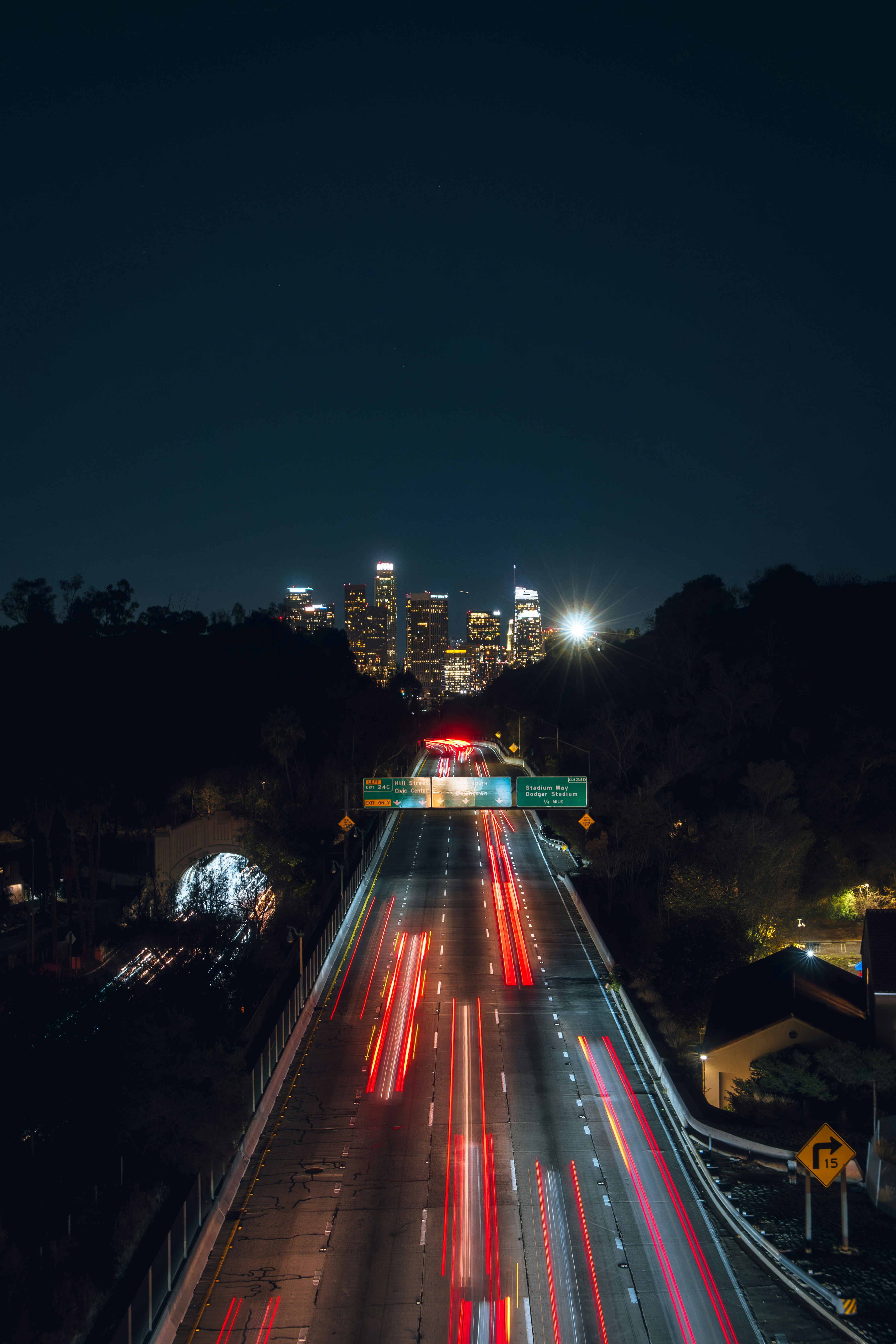 A long exposure shot of a freeway at night photo – Free Downtown Image ...