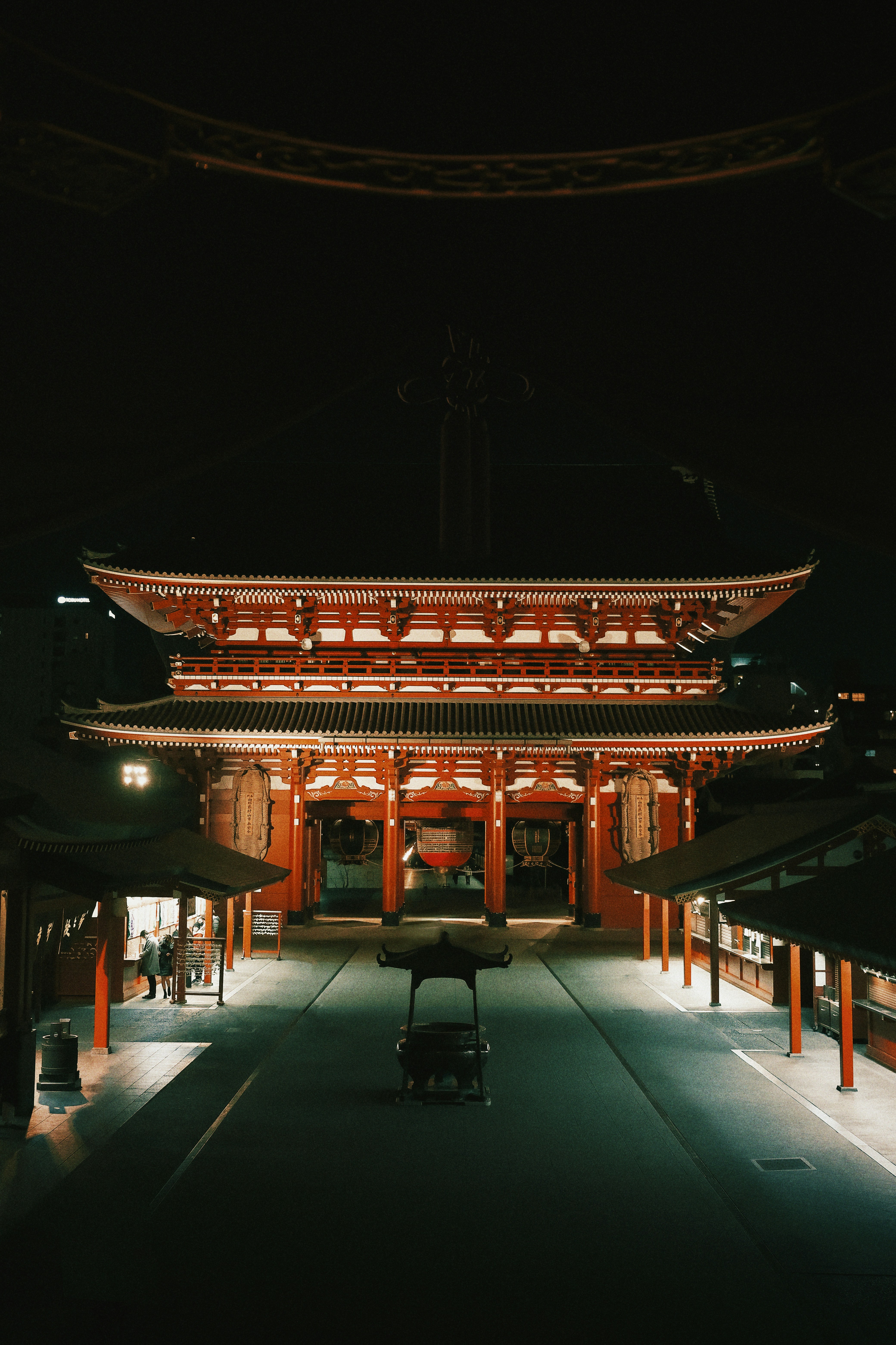 Lights illuminate Sensō-ji (Asakusa Kannon Temple) in Tokyo at nighttime