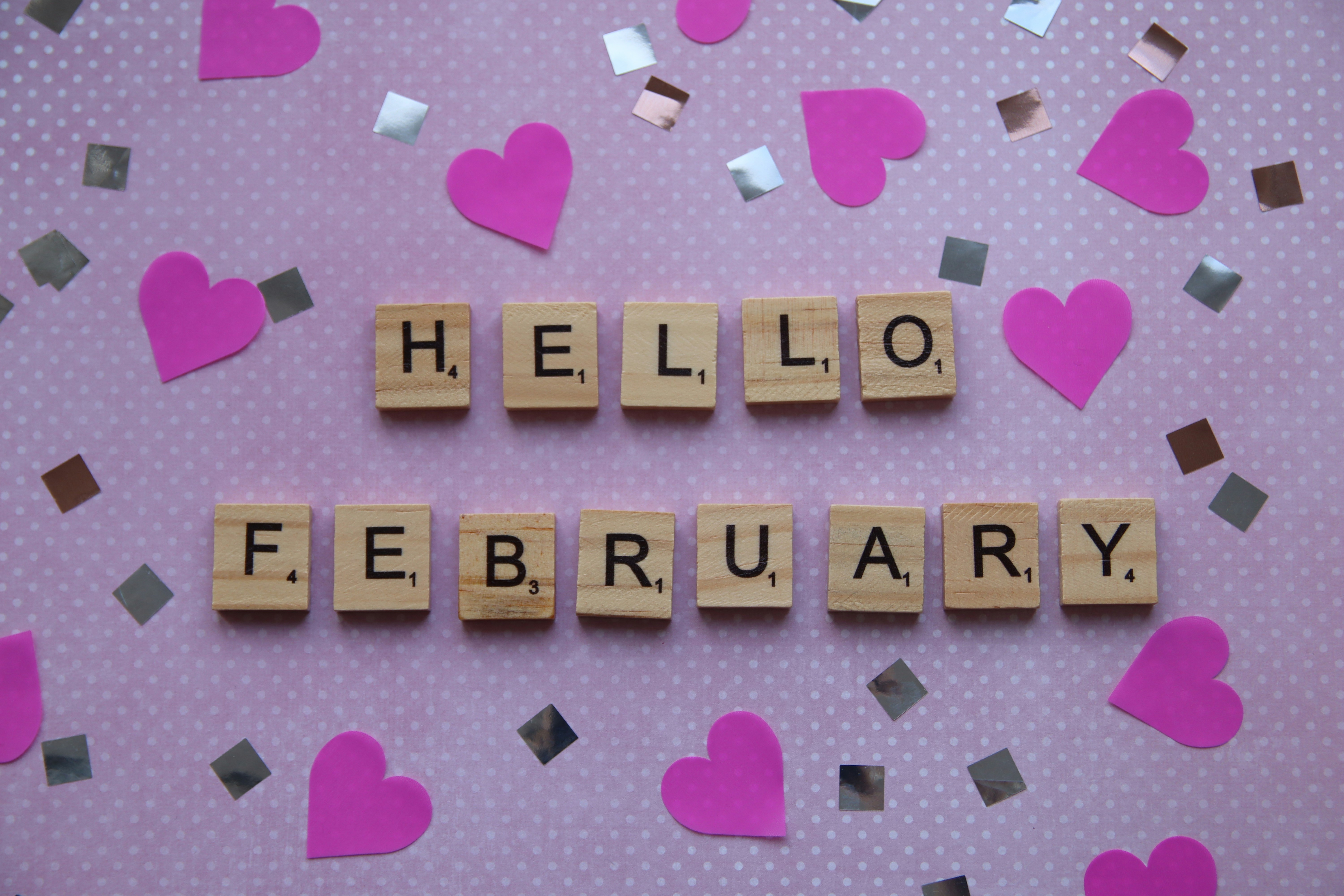 Scrabble letters spelling the word hello february photo – Free Love ...