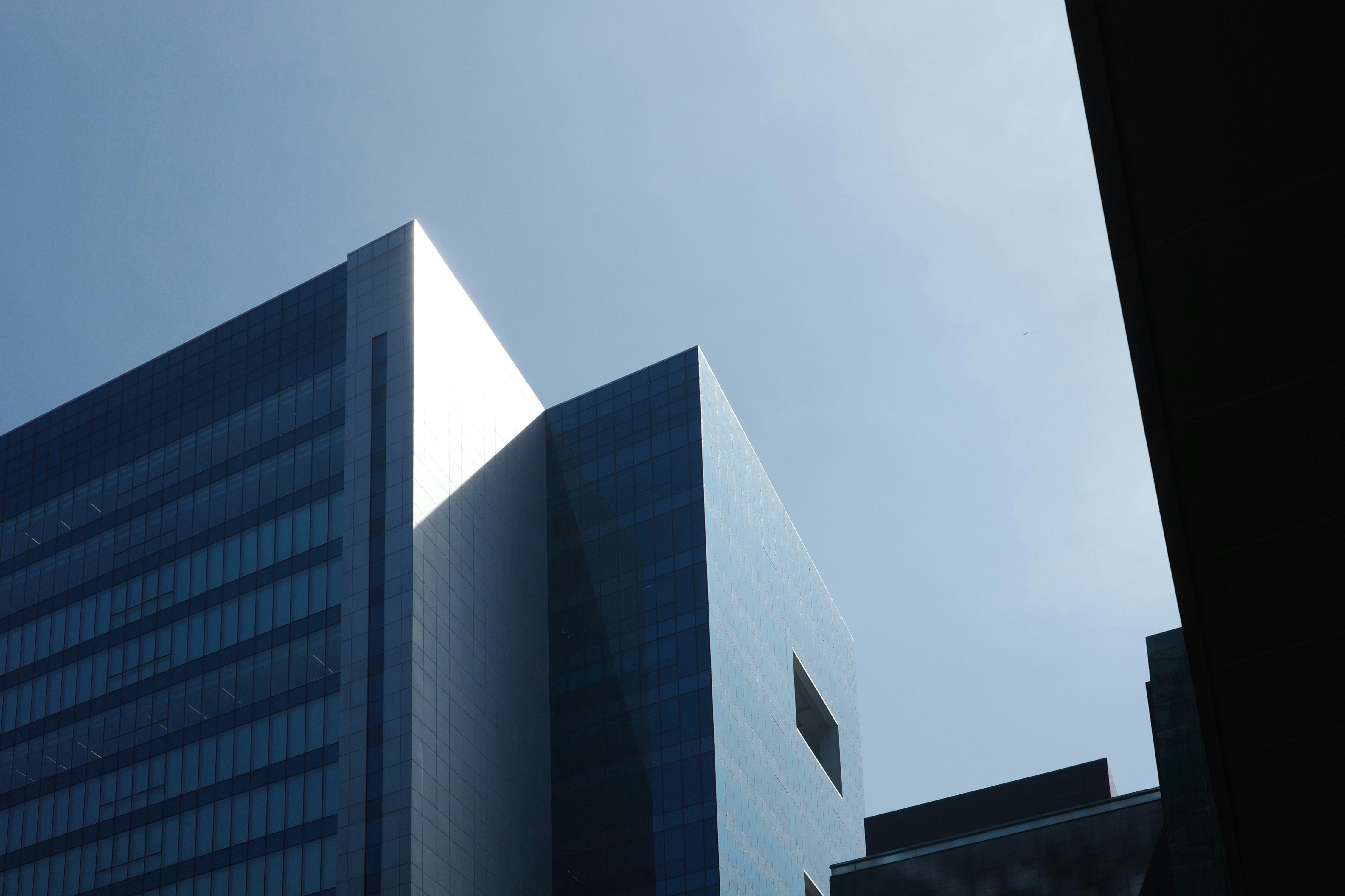 A view of a very tall building from the ground photo – Free Office ...