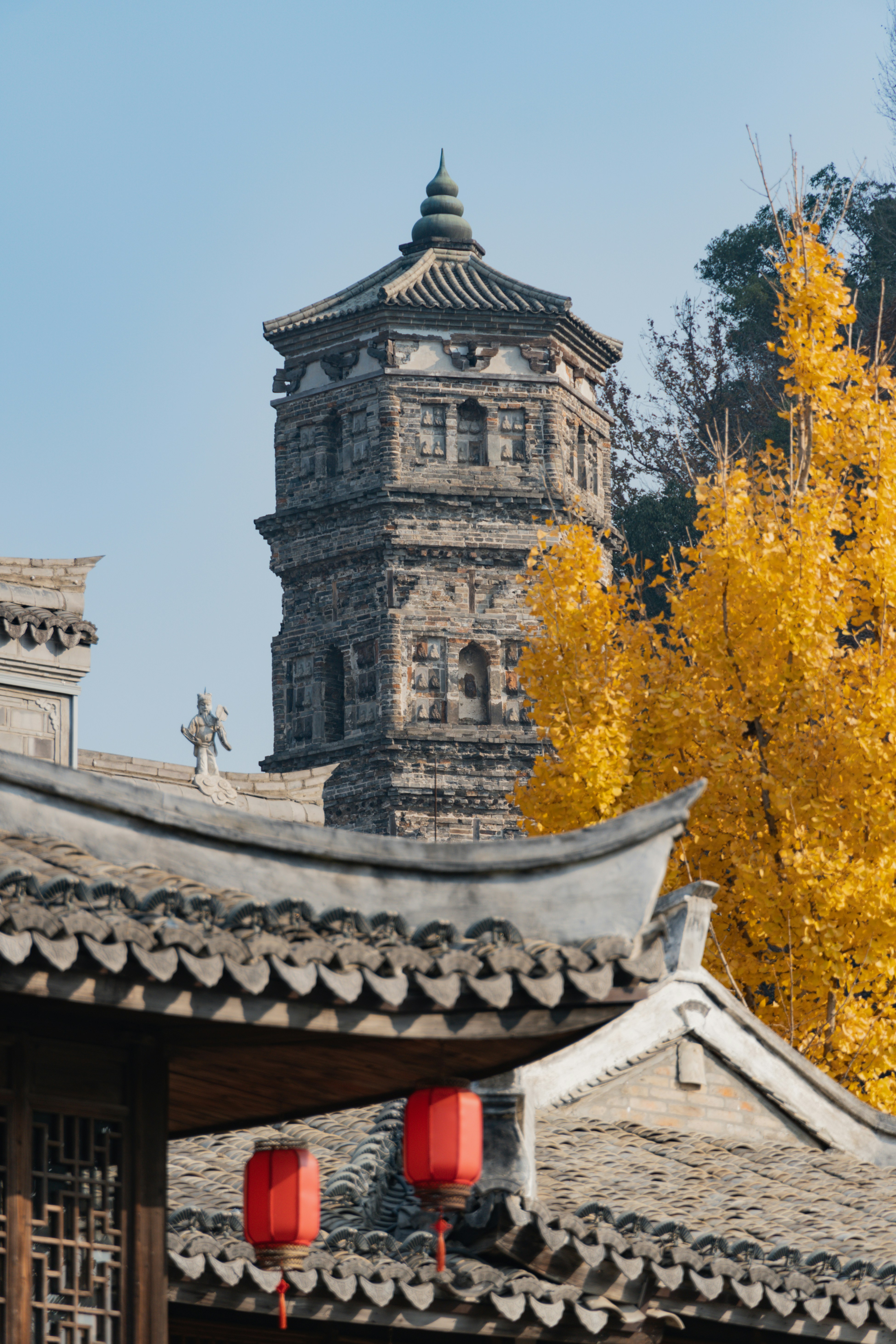 Autumn Hues Amidst Ancient Architecture