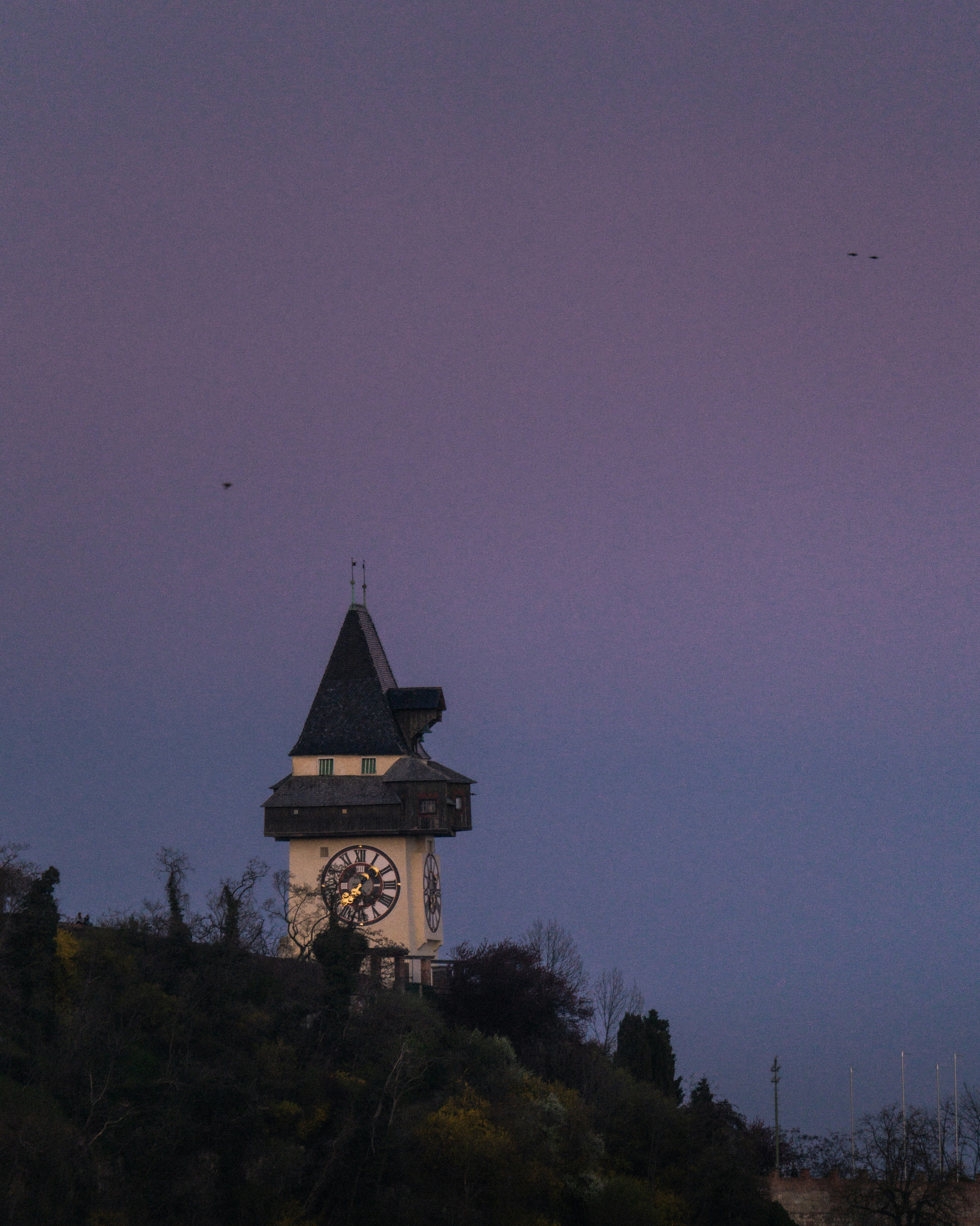 Hilltop Clock Tower at Violet Dusk