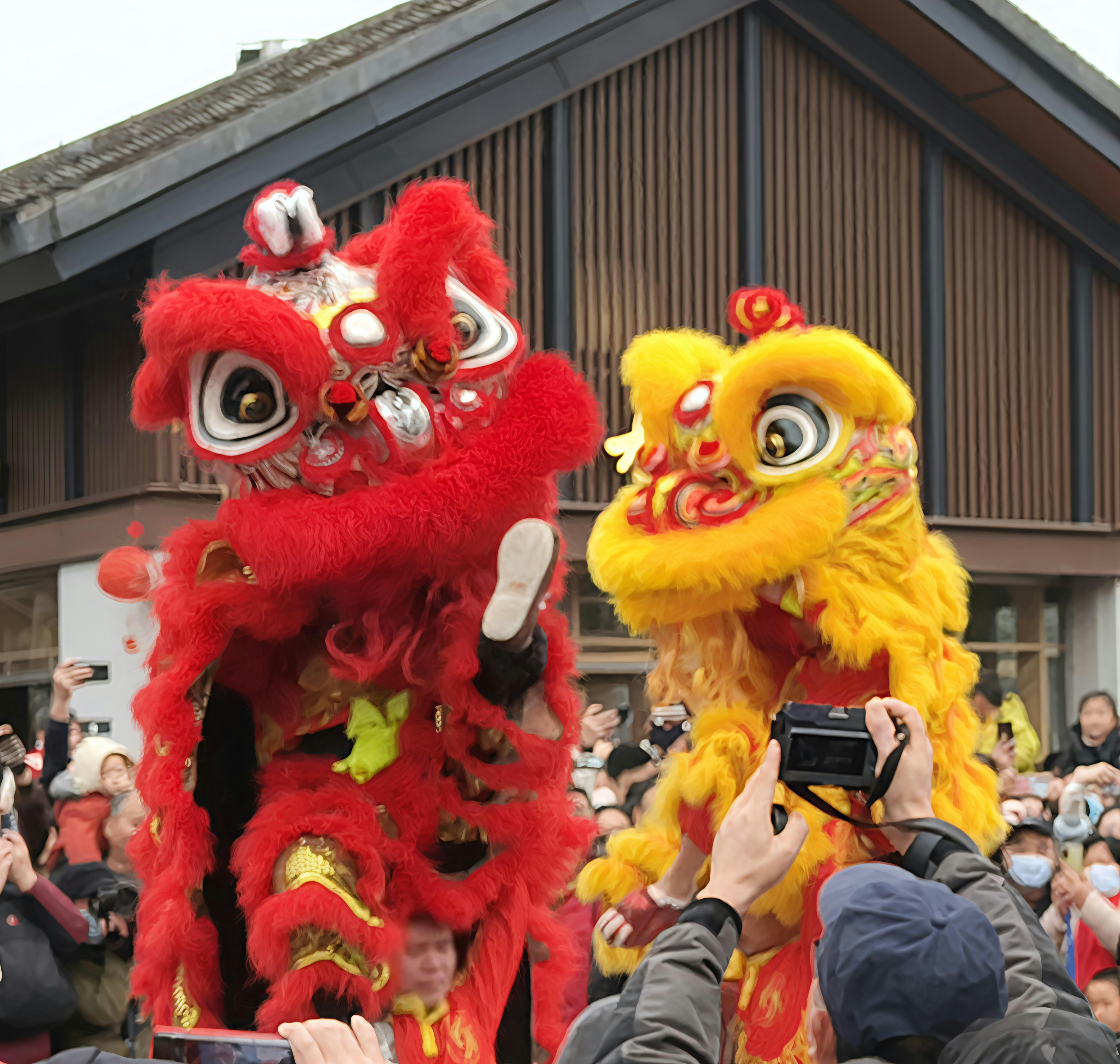 A group of people taking pictures of a dragon photo – Free Shanghai ...