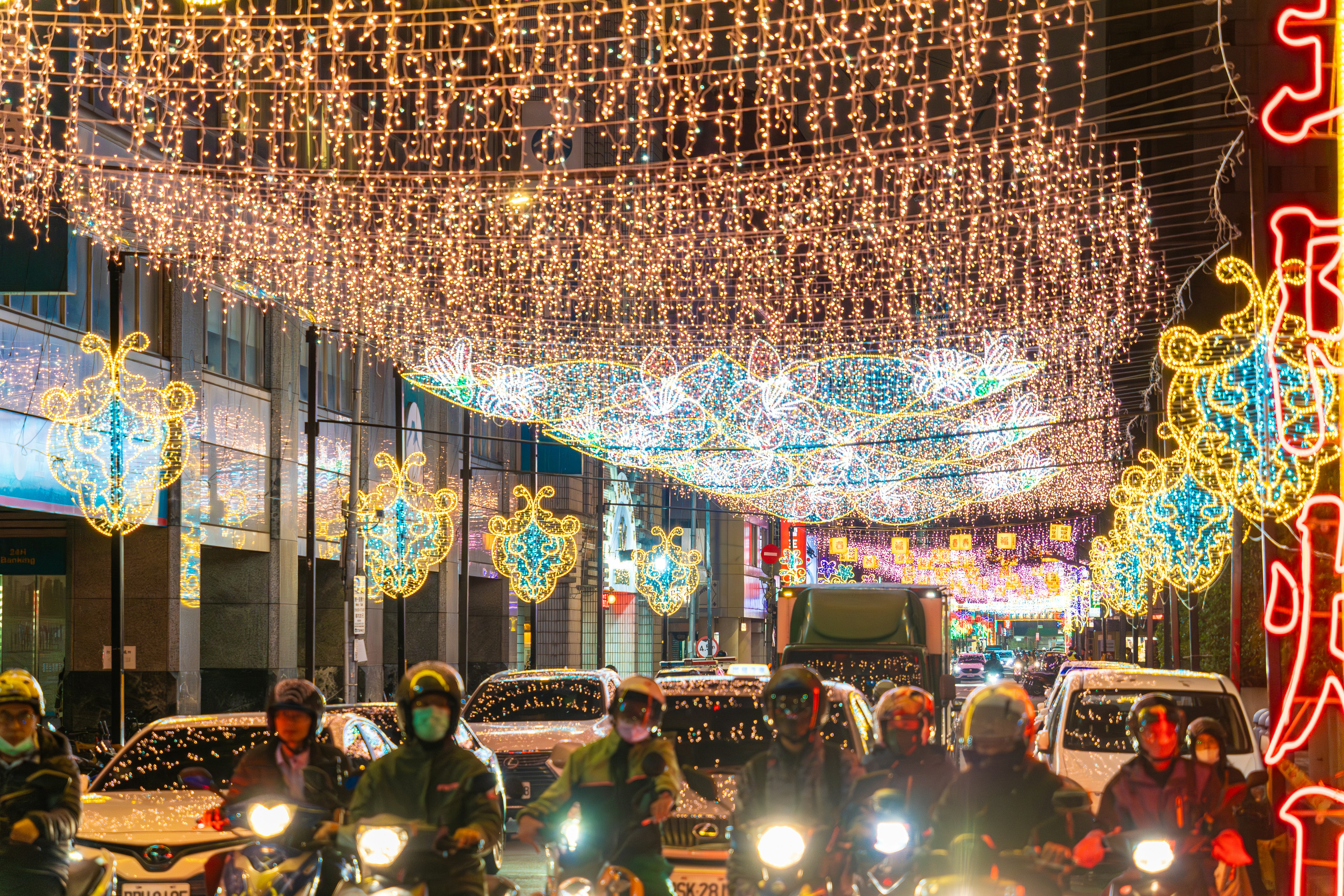Illuminated Journey Through Twinkling Avenues