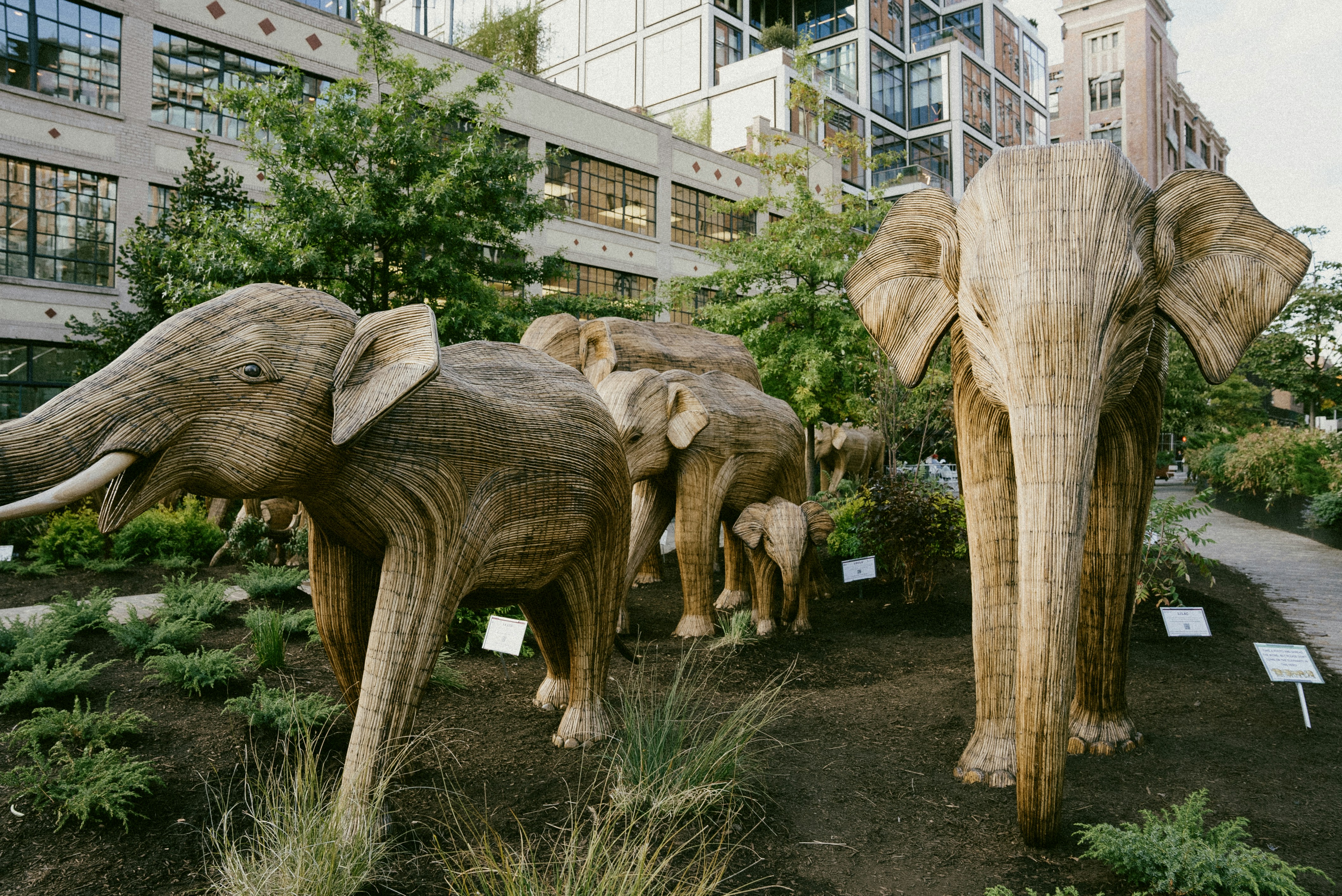 Carved Giants Guard the Urban Garden