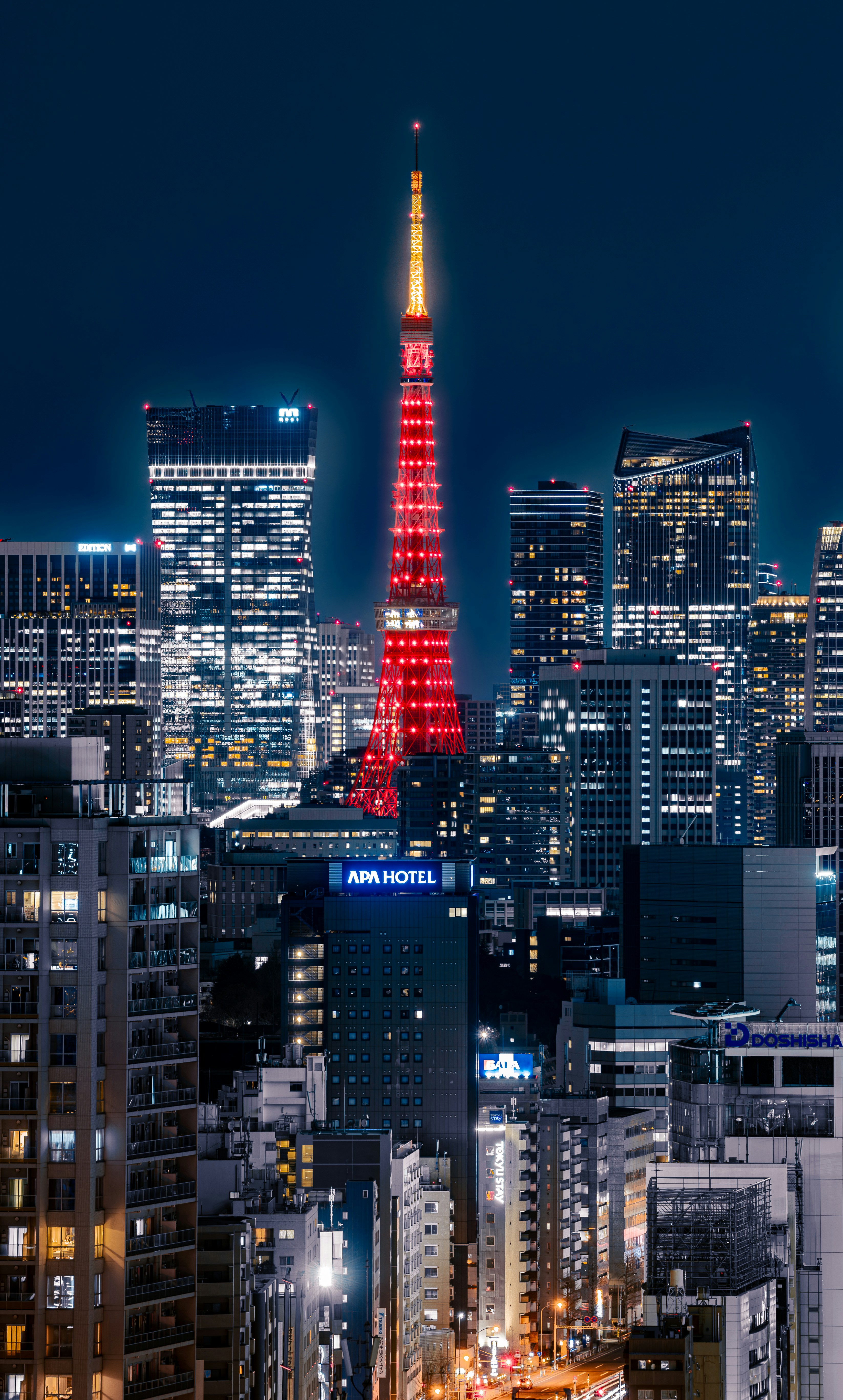 Tokyo Night: Tokyo Tower Crowned by Neon Skyscrapers