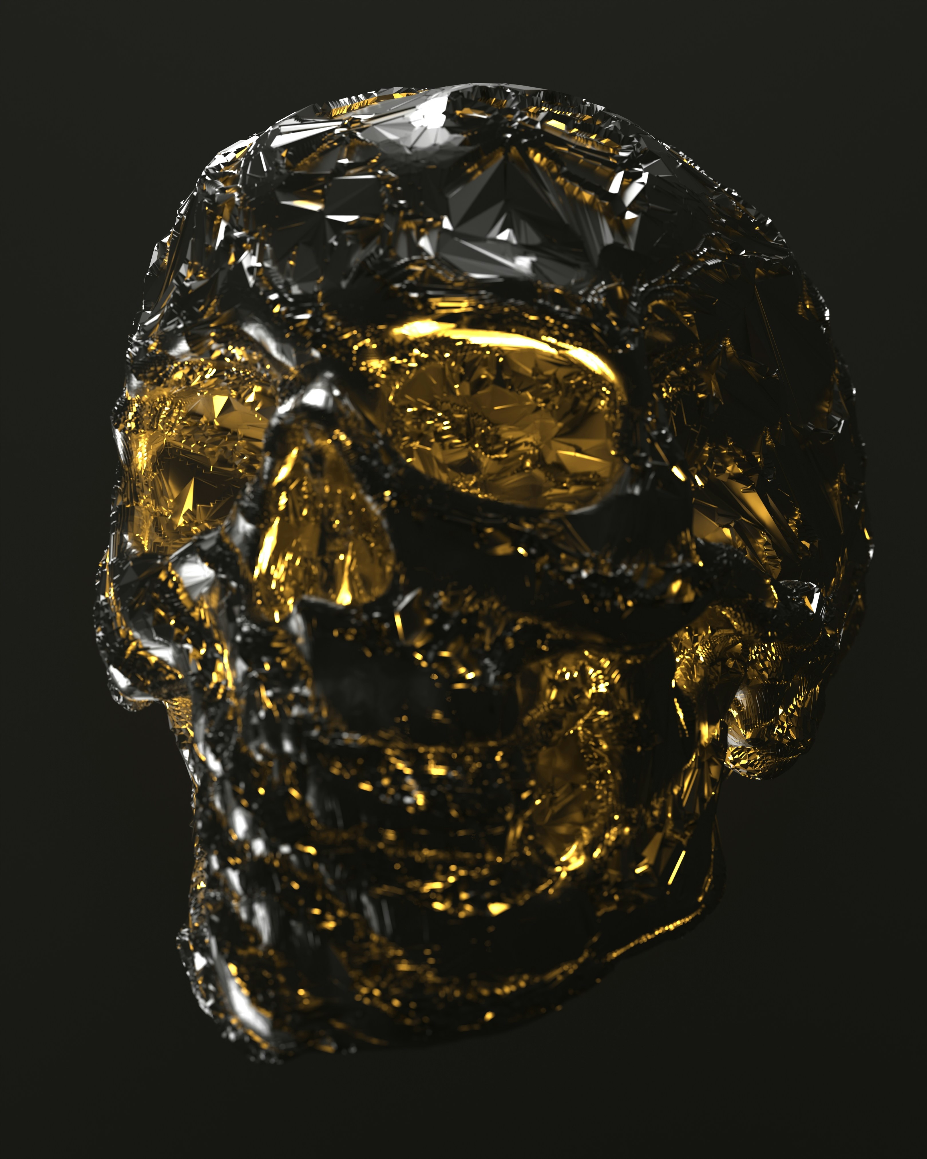 A black and gold skull on a black background photo – Free Man Image on ...