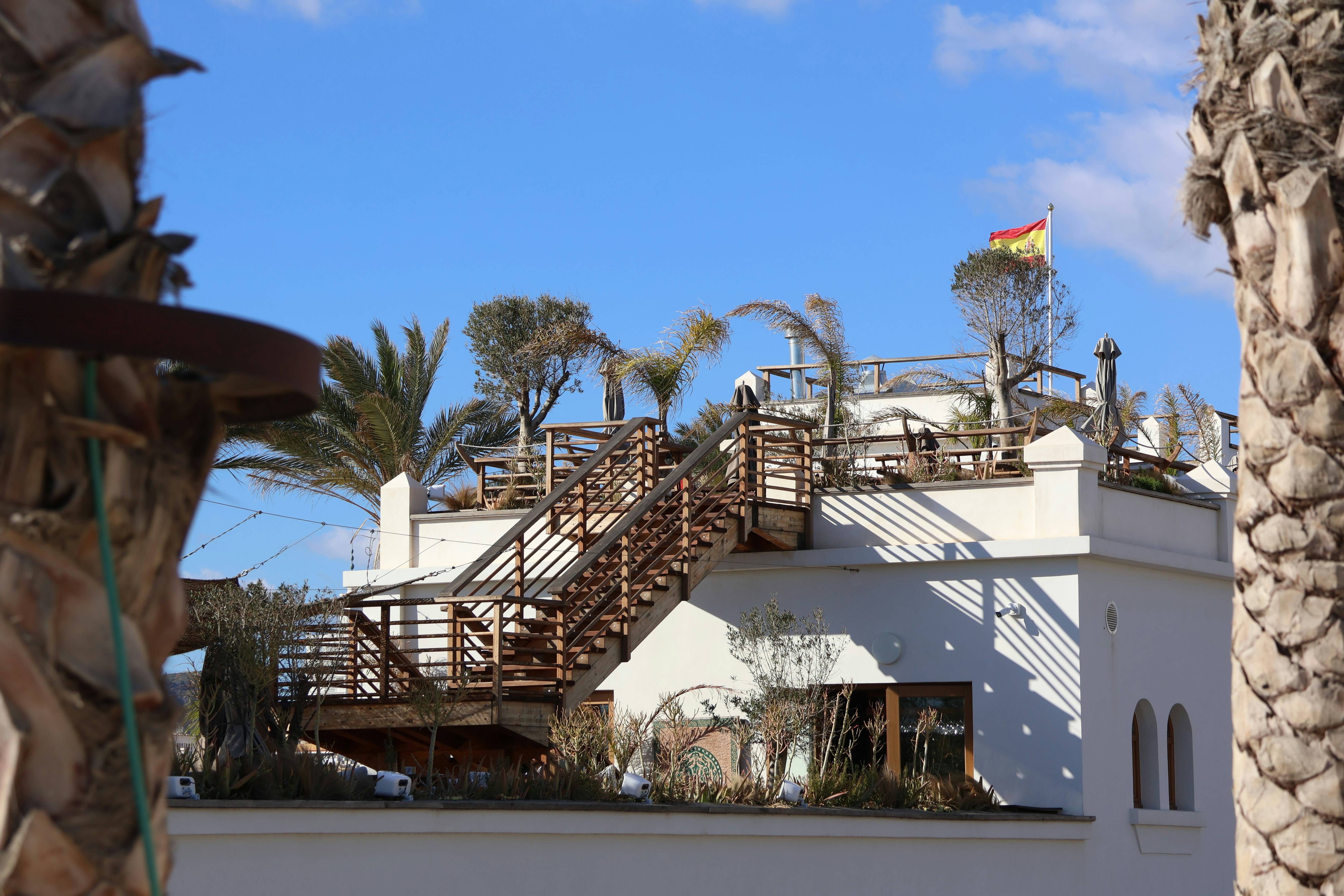 Terrace Retreat Under a Clear Blue Sky