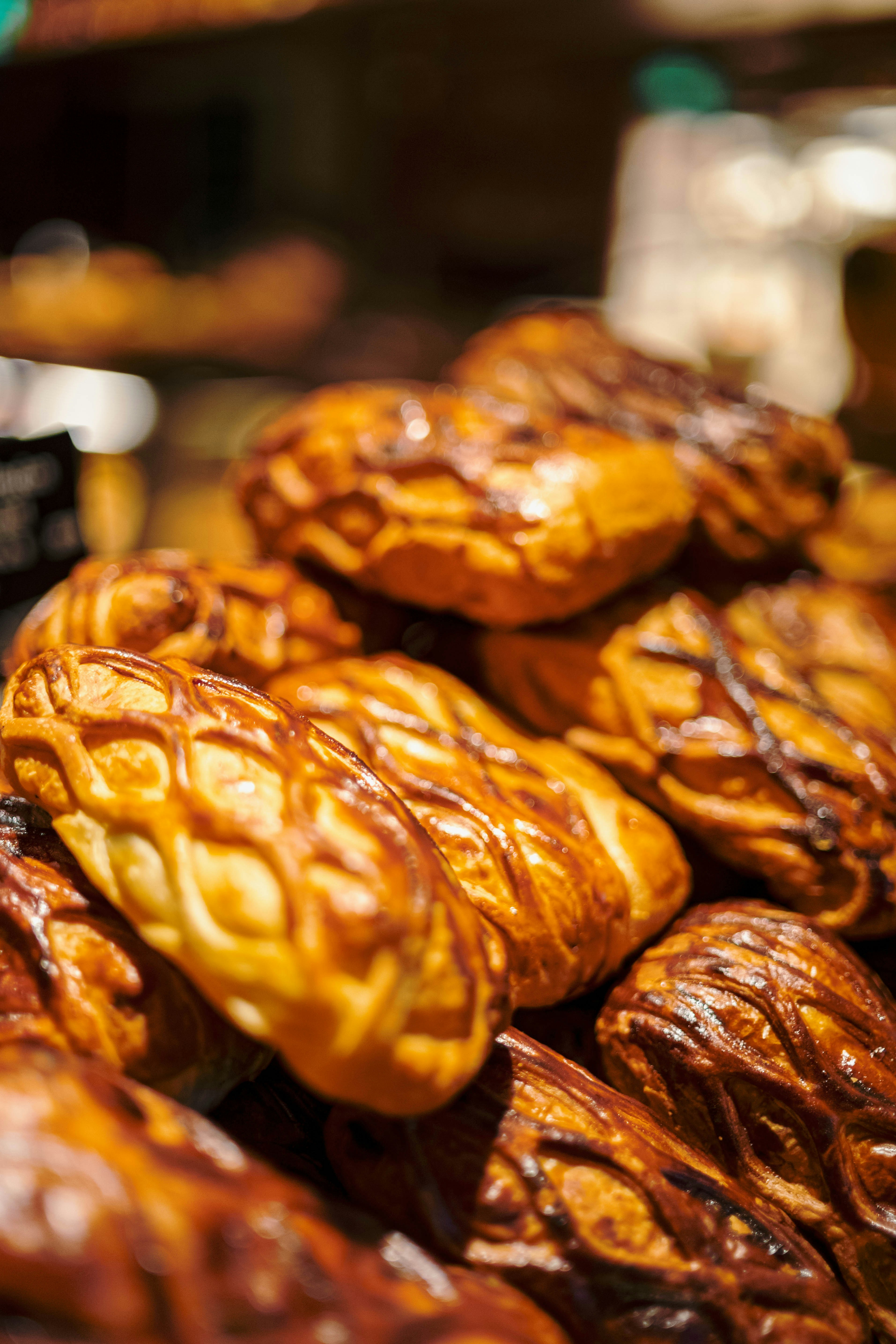 Cradled Caramel Swirls: A Bakery Display of Baked Treasures