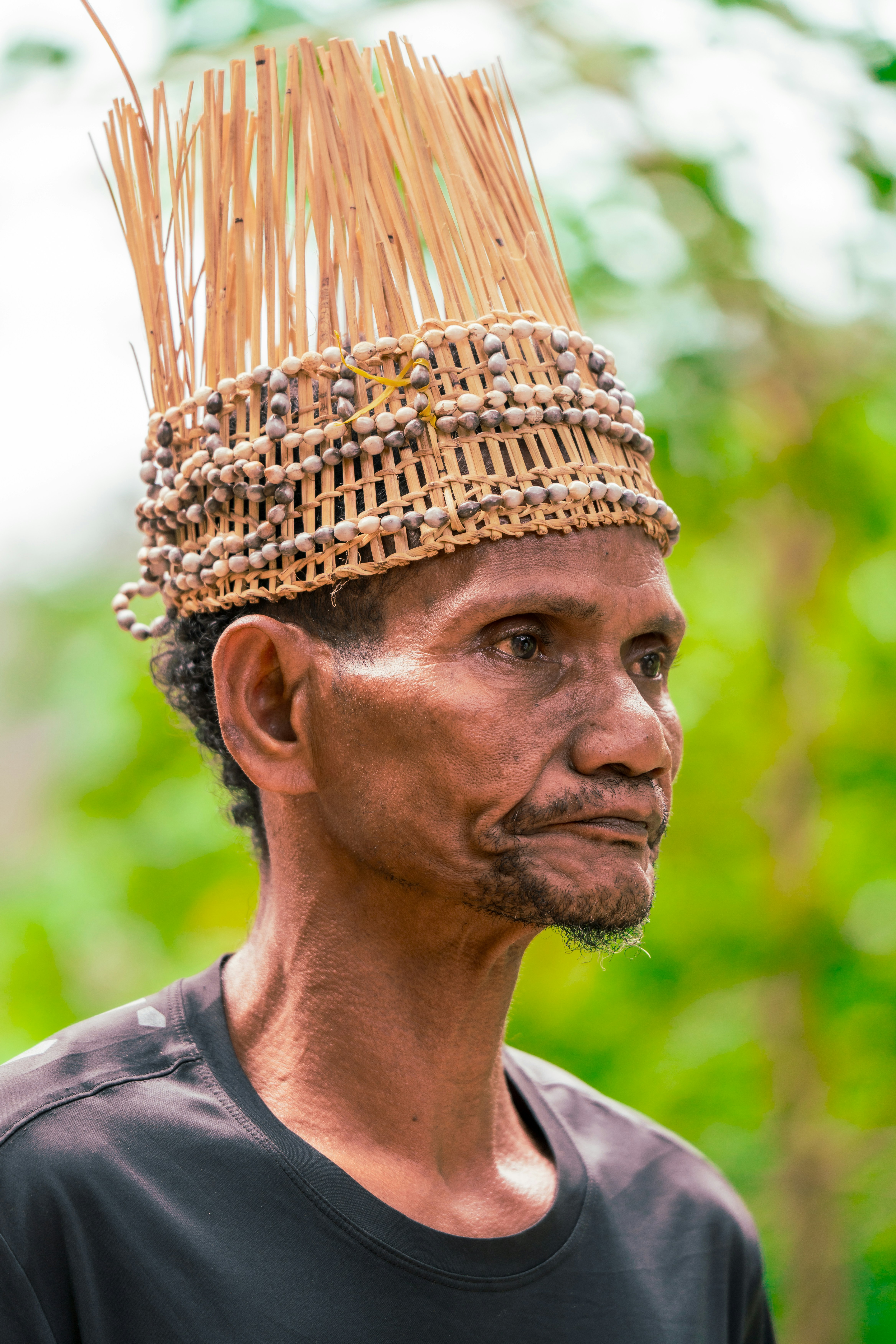 A man with a straw hat on his head