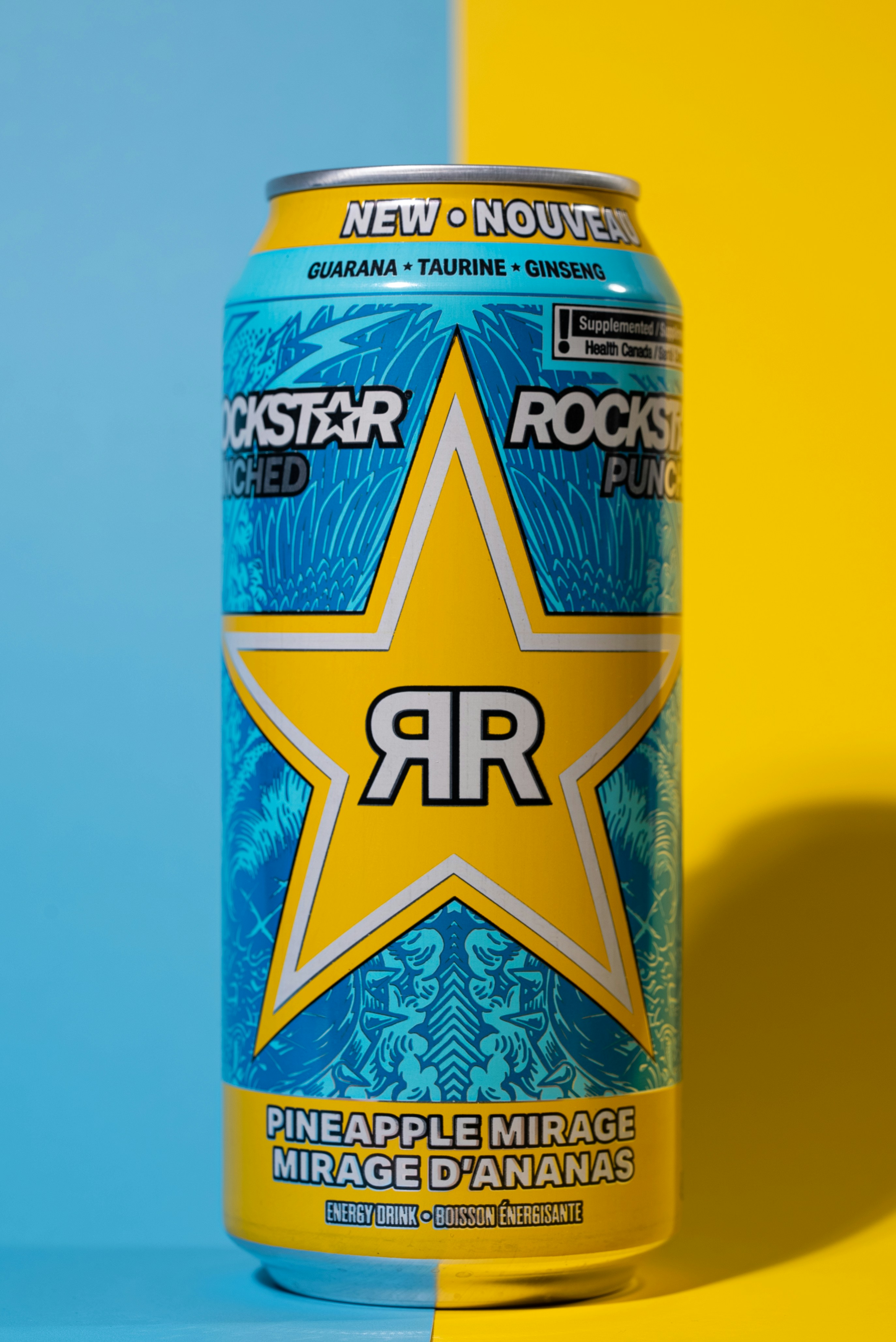 Pineapple Mirage in a Two-Tone Showdown: A Rockstar Can Portrait