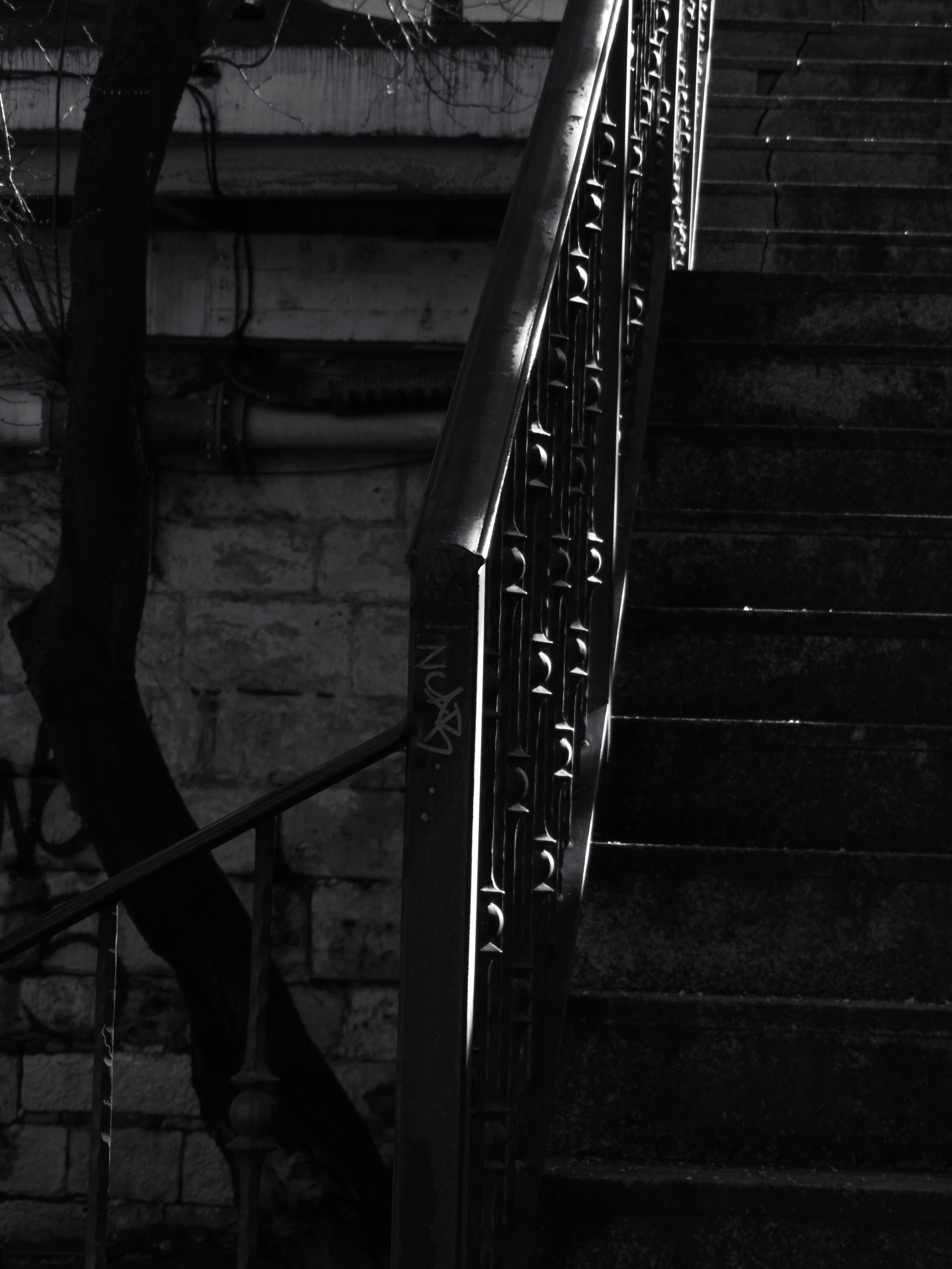 A man riding a skateboard down a set of stairs photo – Free Banister ...