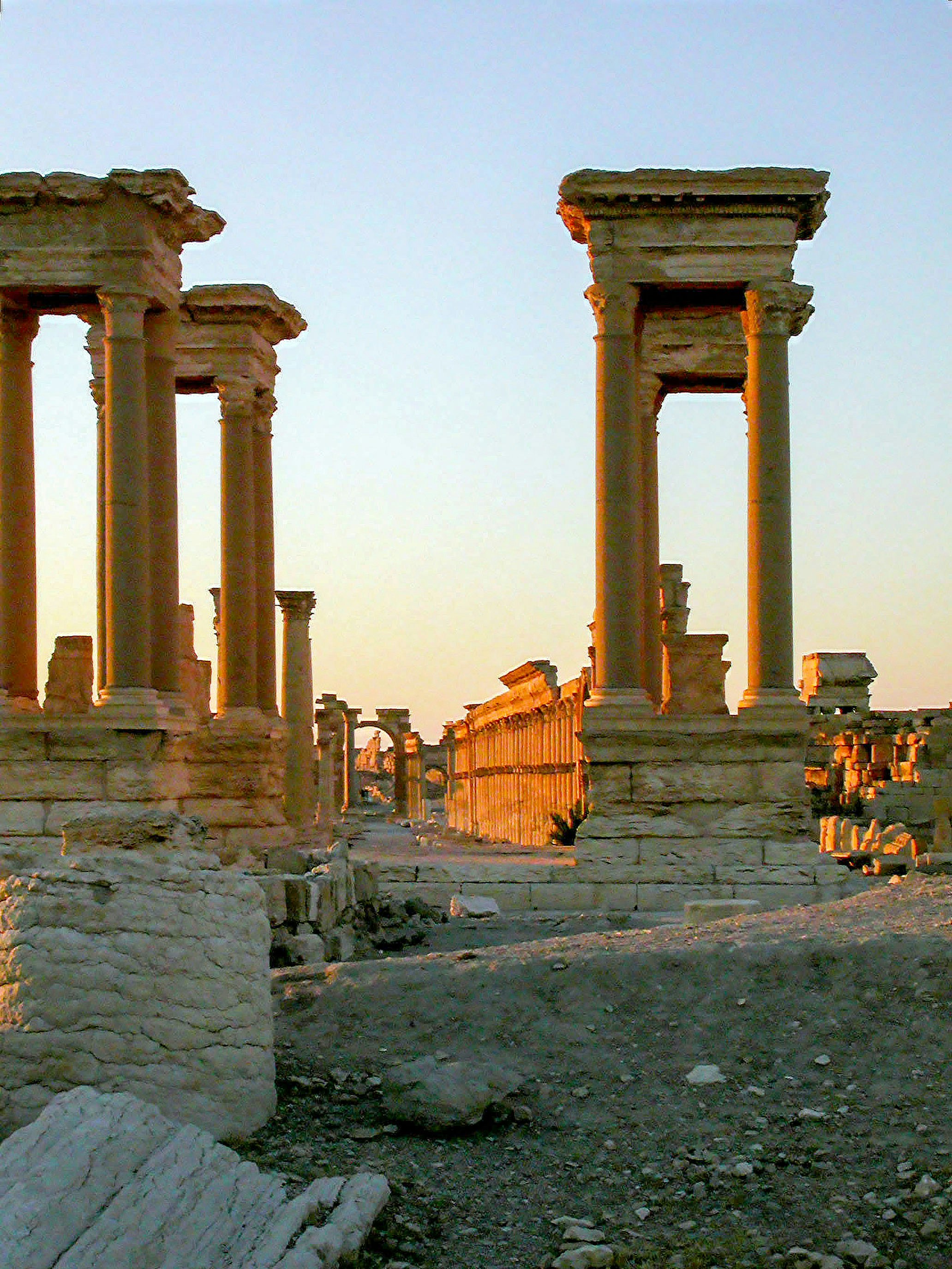 Ruins at Sunset: Framed Through Ancient Gateways