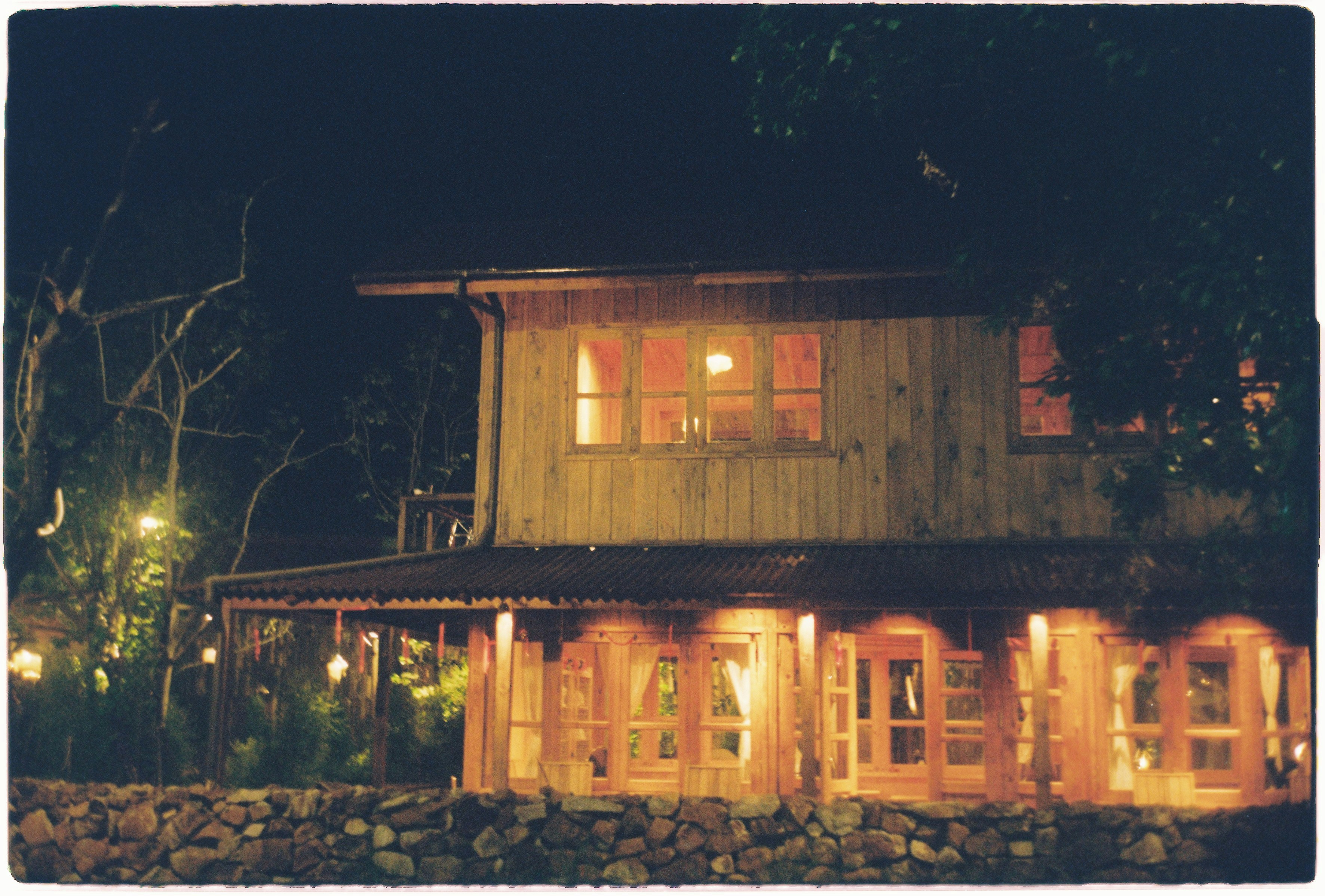 Nocturnal Glow of the Wooden Retreat