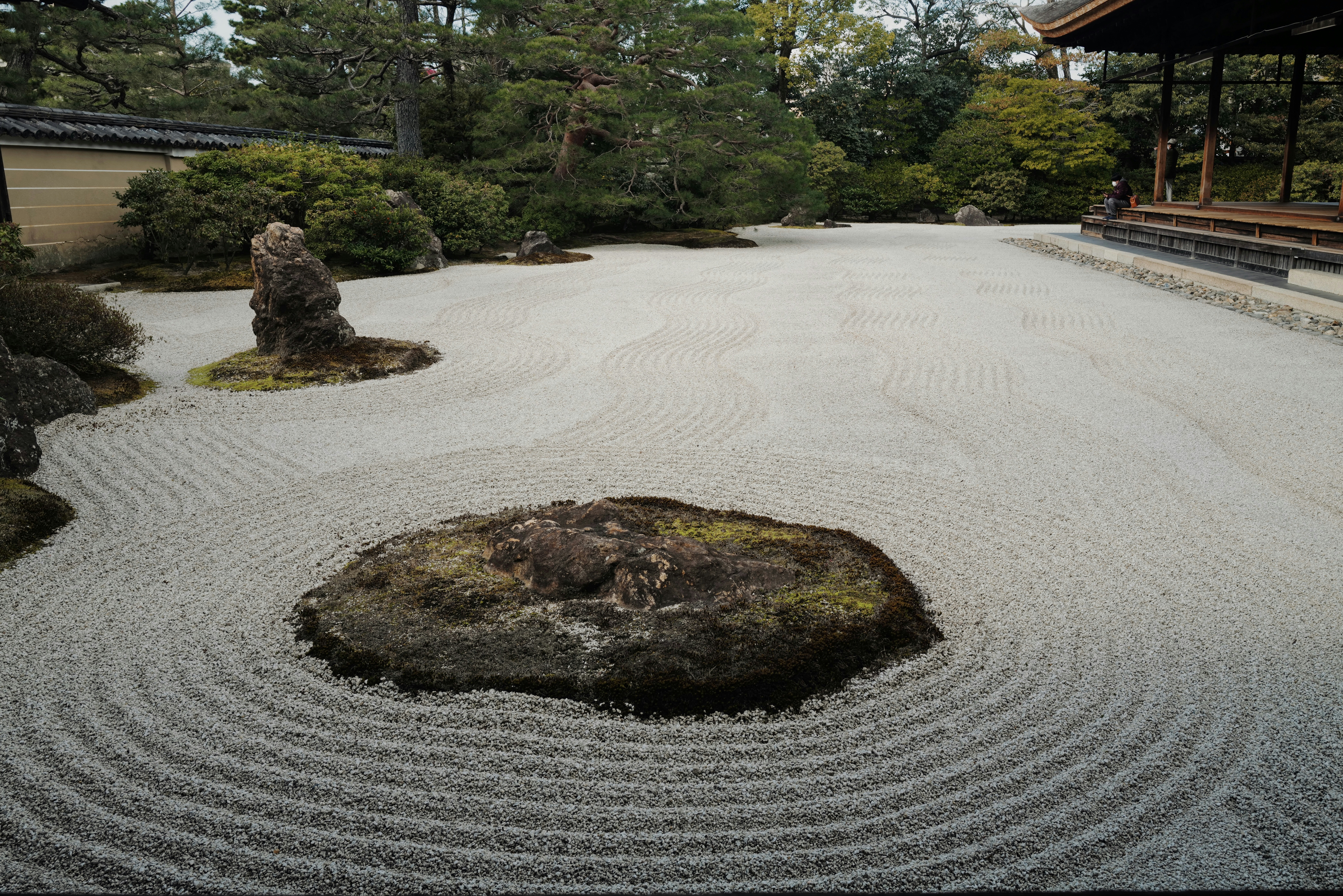 Center Rock in a Sea of Raked Gravel: A Zen Garden Moment