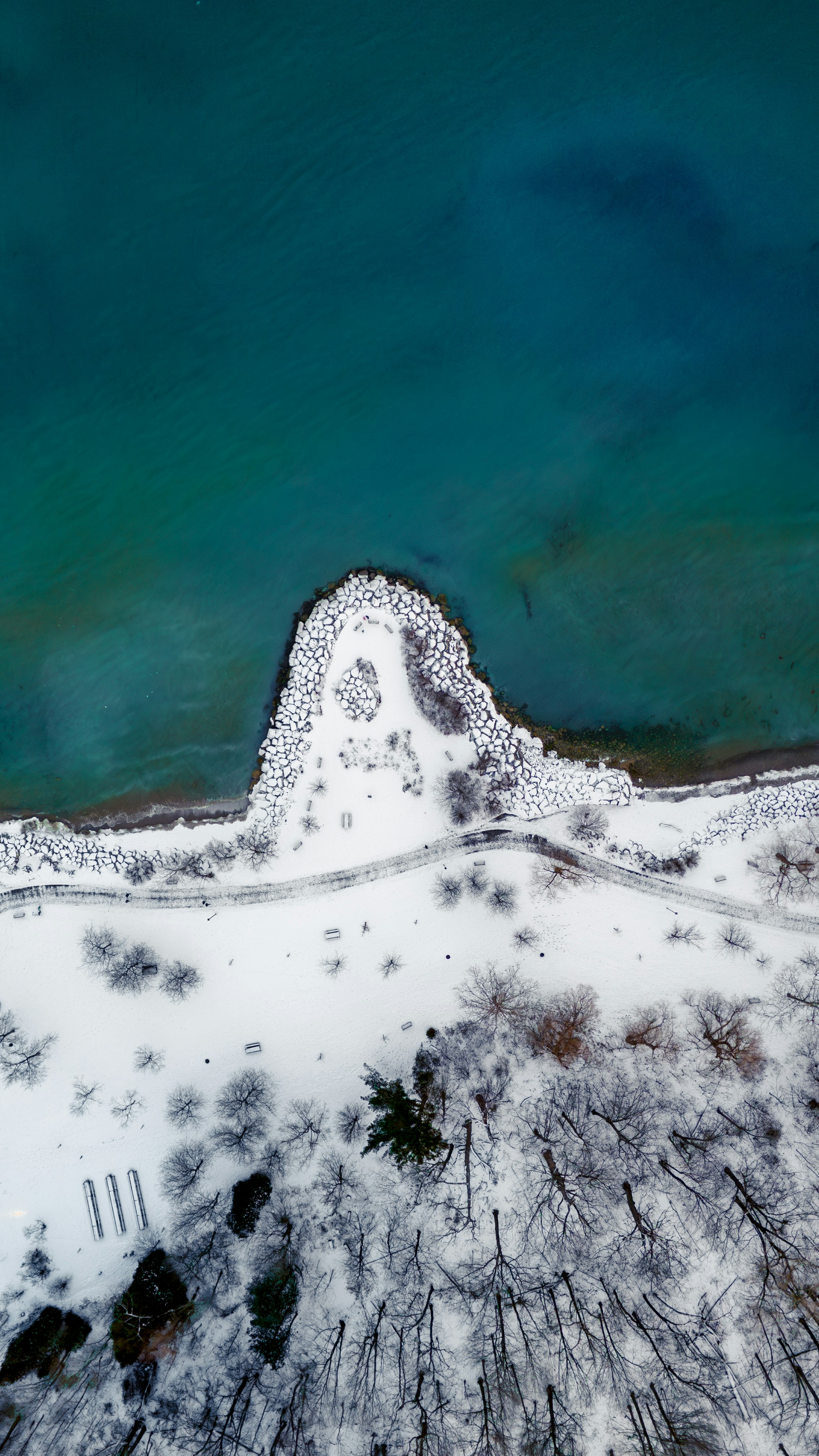 Snowy Promenade Reaches the Turquoise Edge