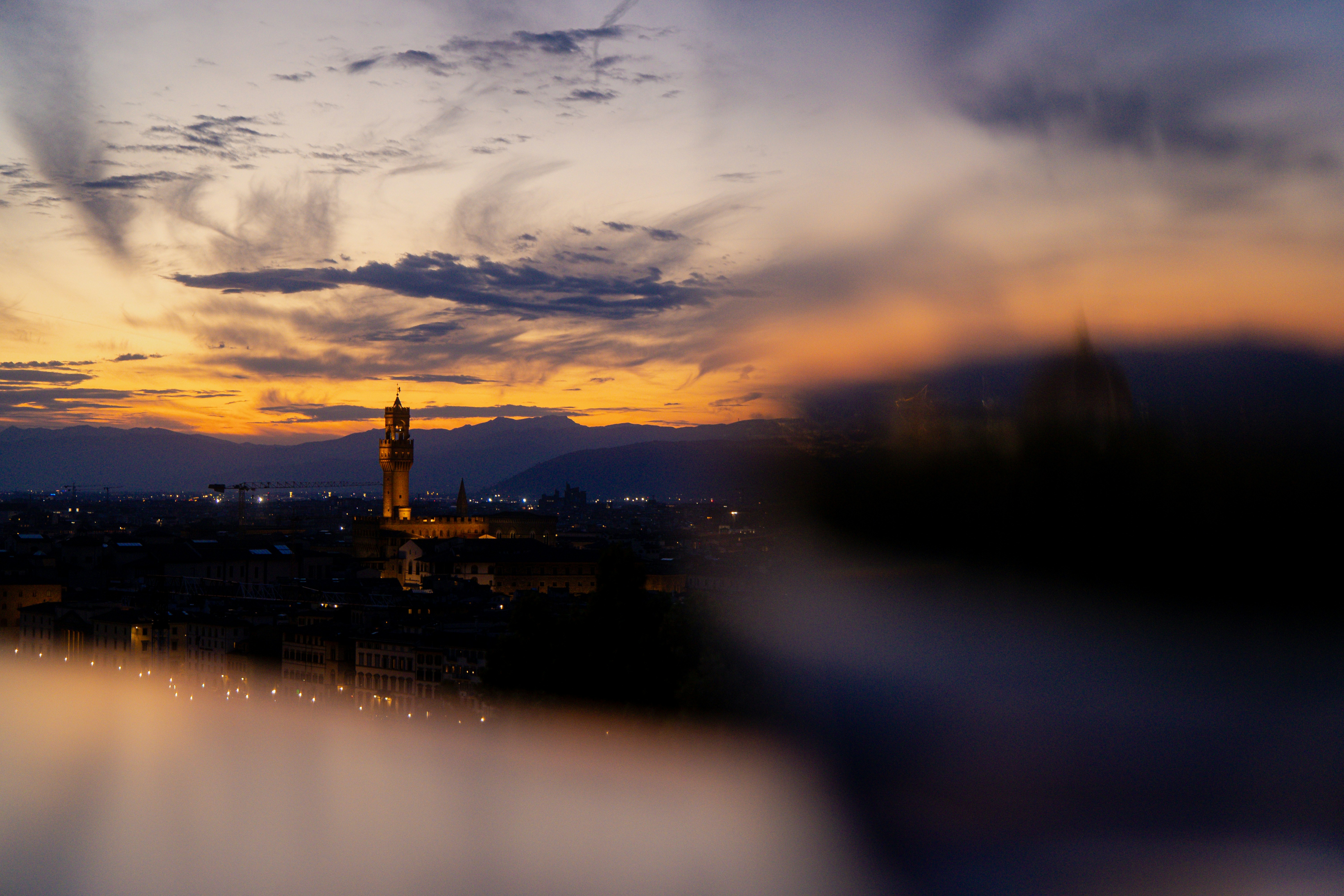 Sunset Silhouette Over Florence's Iconic Tower