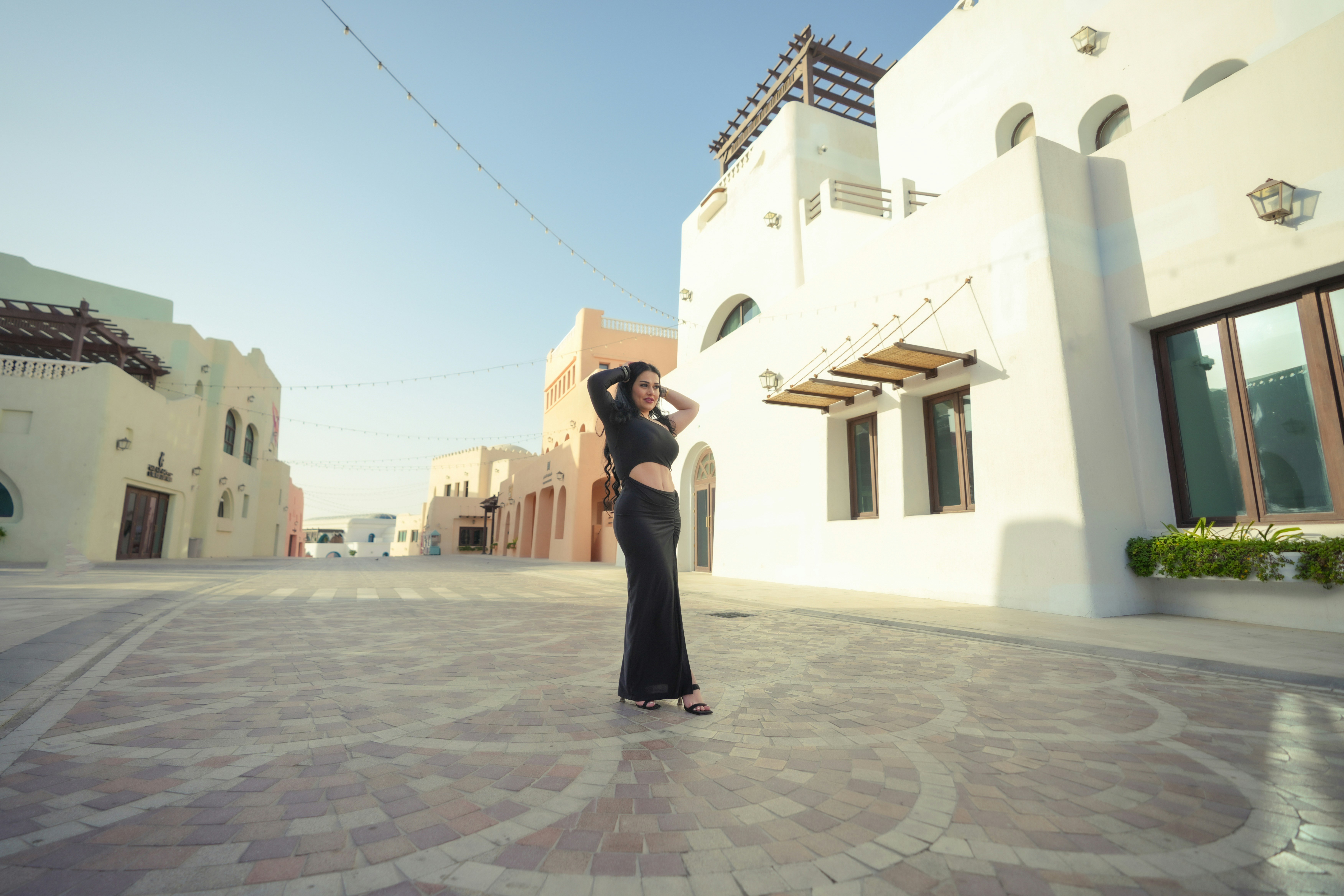 Poise Amidst Pastel Architecture