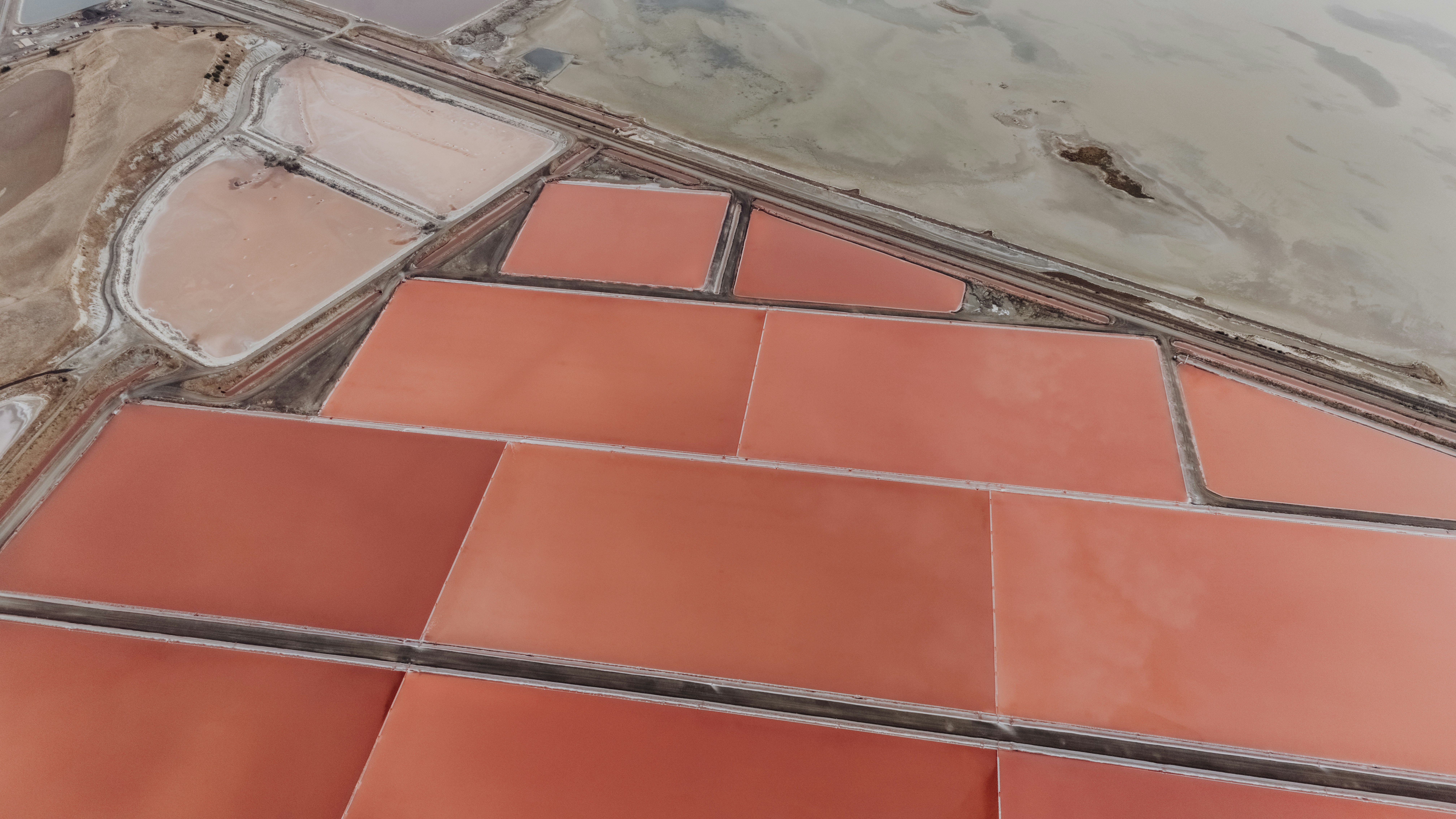 Crimson Grid: Aerial Choreography of Salt Ponds