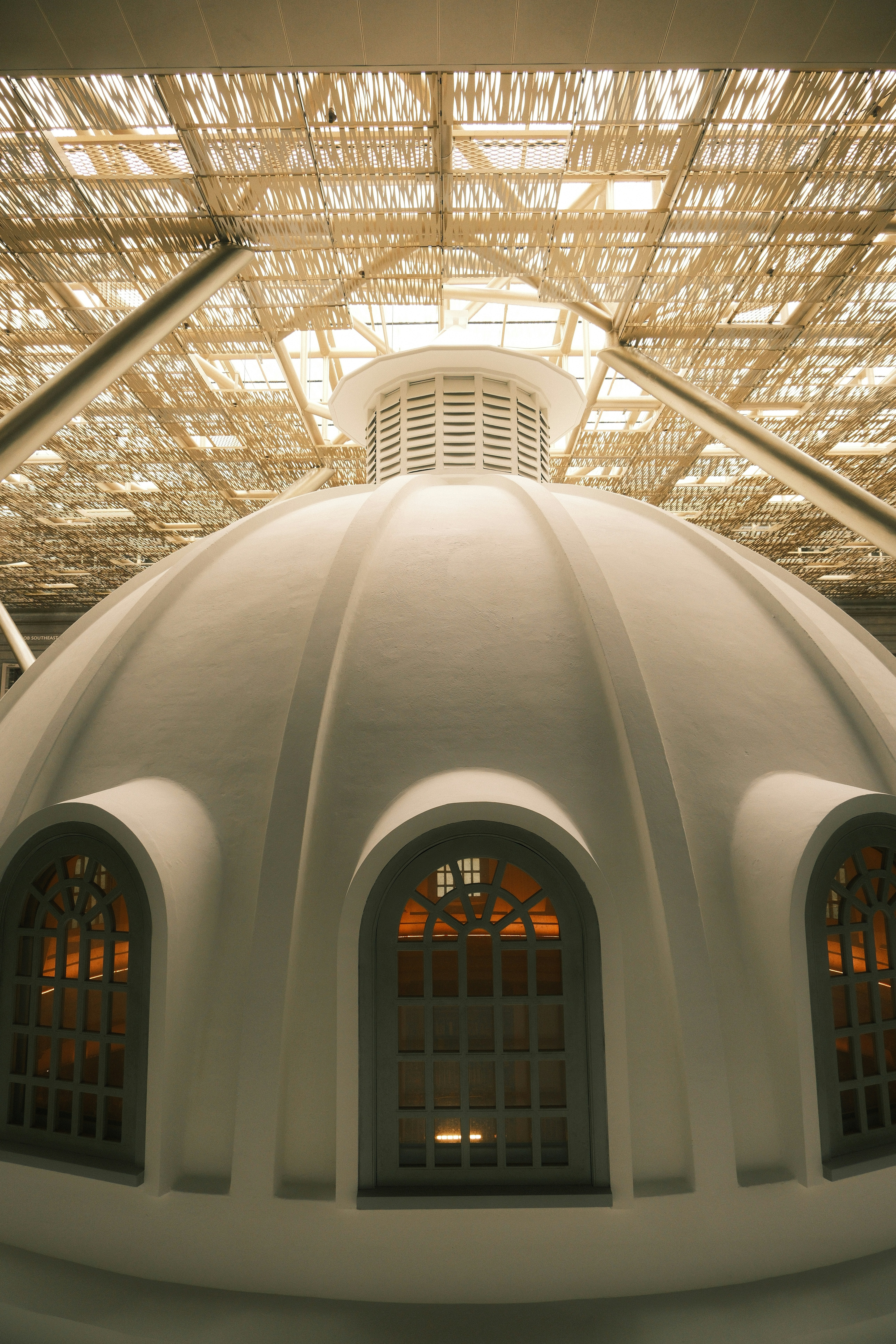 Convergence at the Dome: Ground-Level Perspective in a Glass-Steel Atrium