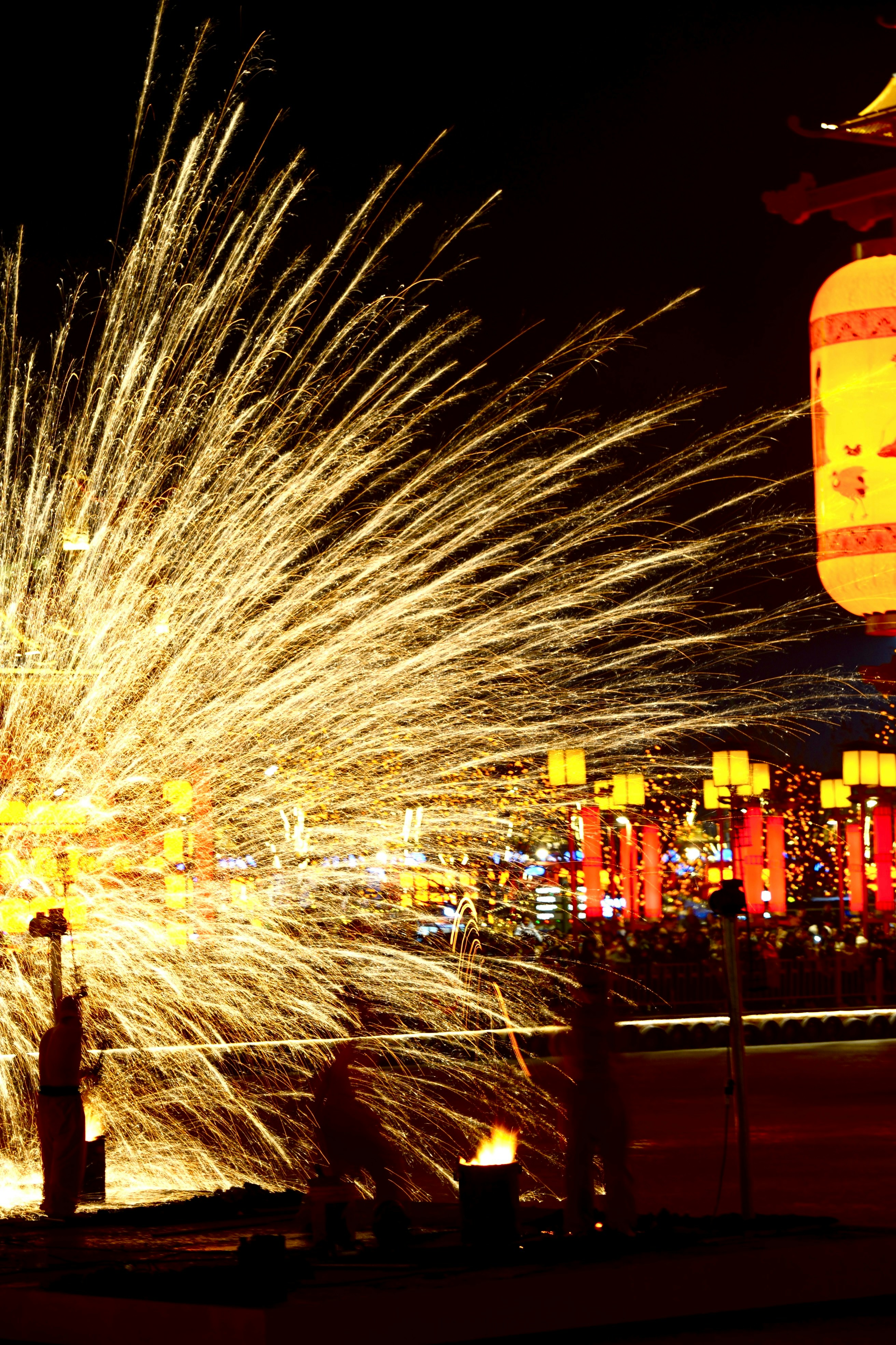 Sparks Along Lantern Lane: Night Festival Burst