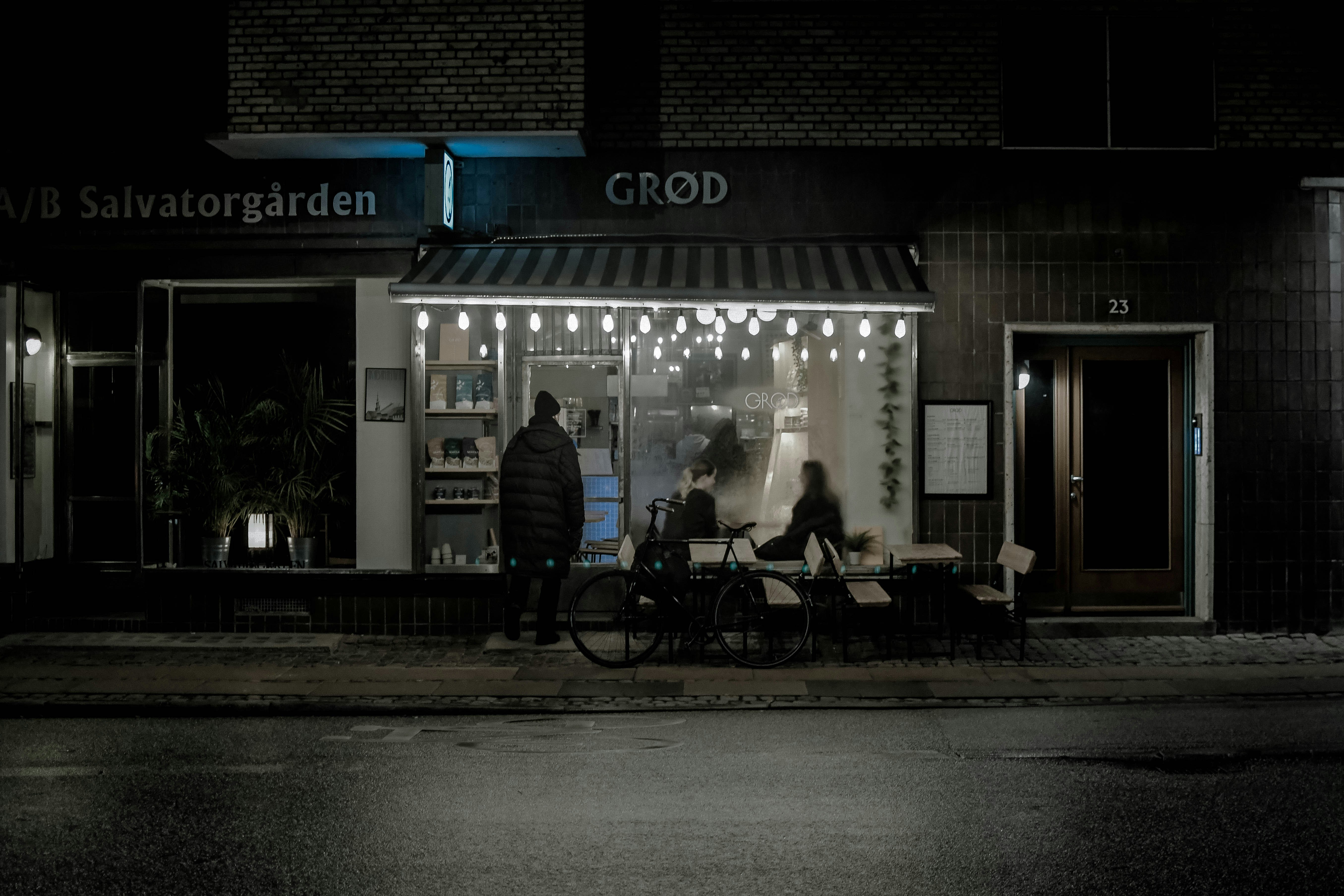 Photo spot at Nocturnal Street Scene Outside Cozy Café