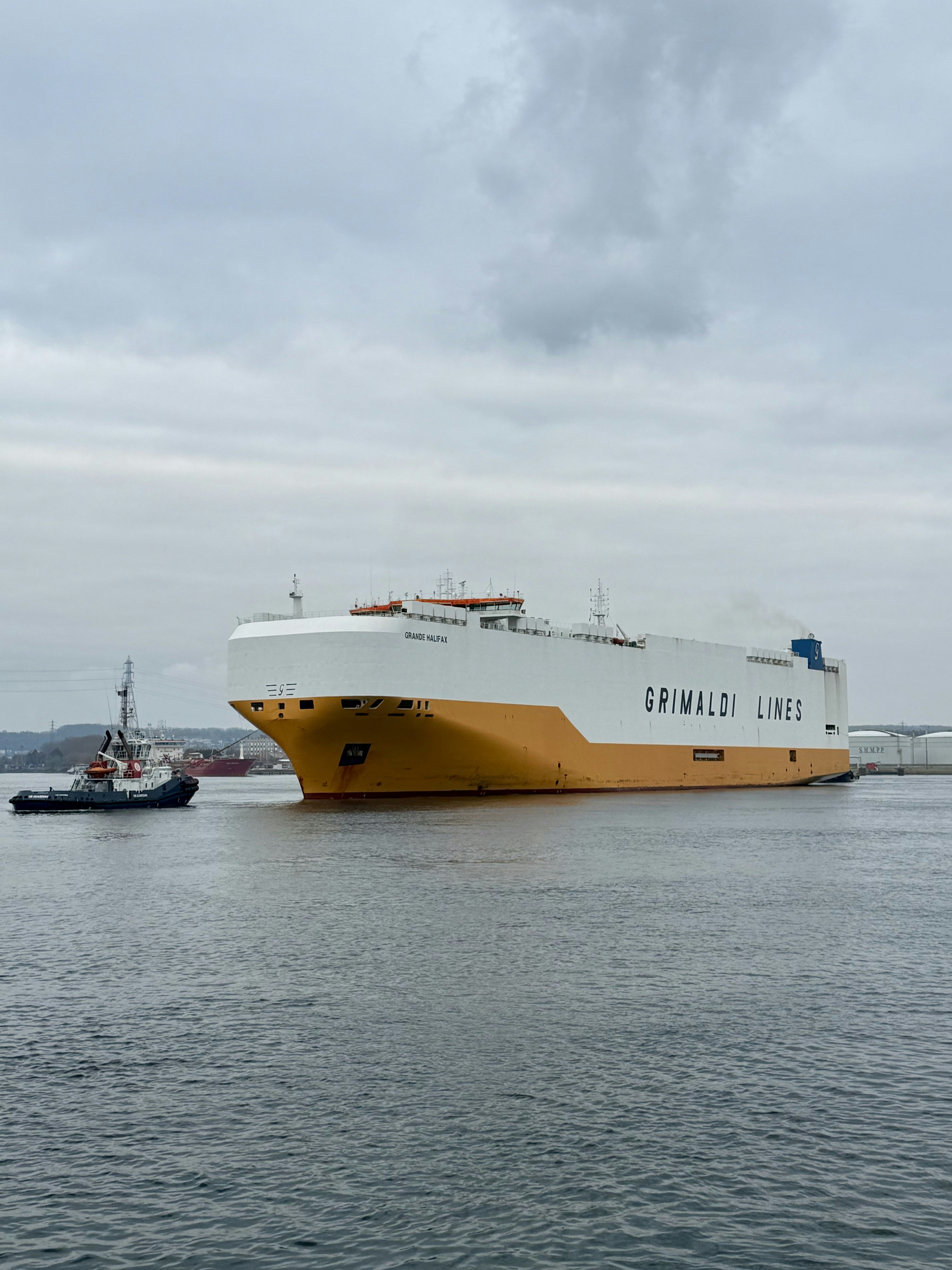 Mighty Cargo Vessel Navigates Tranquil Waters