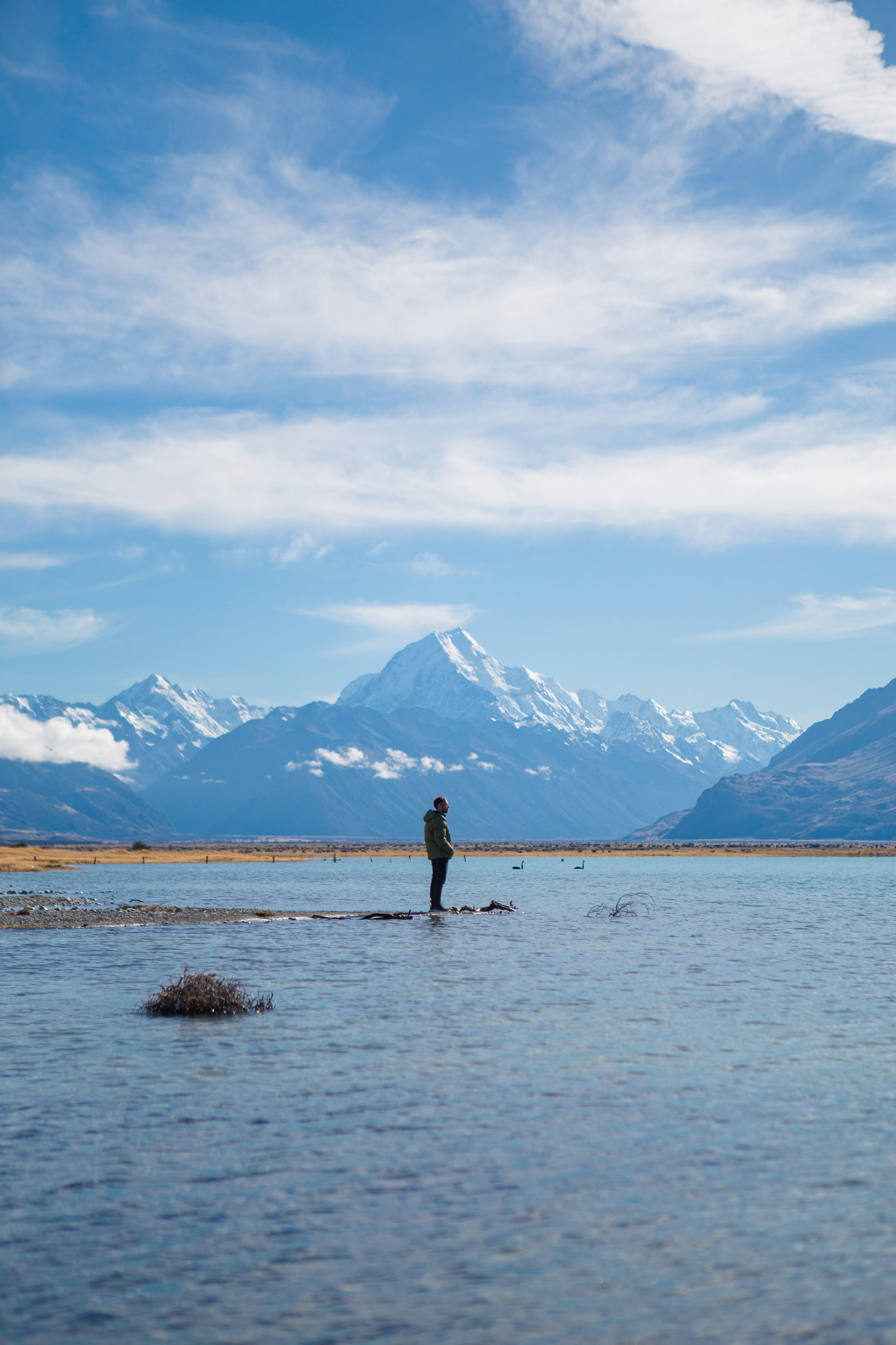  Lone Angler Between Glacier and Sky