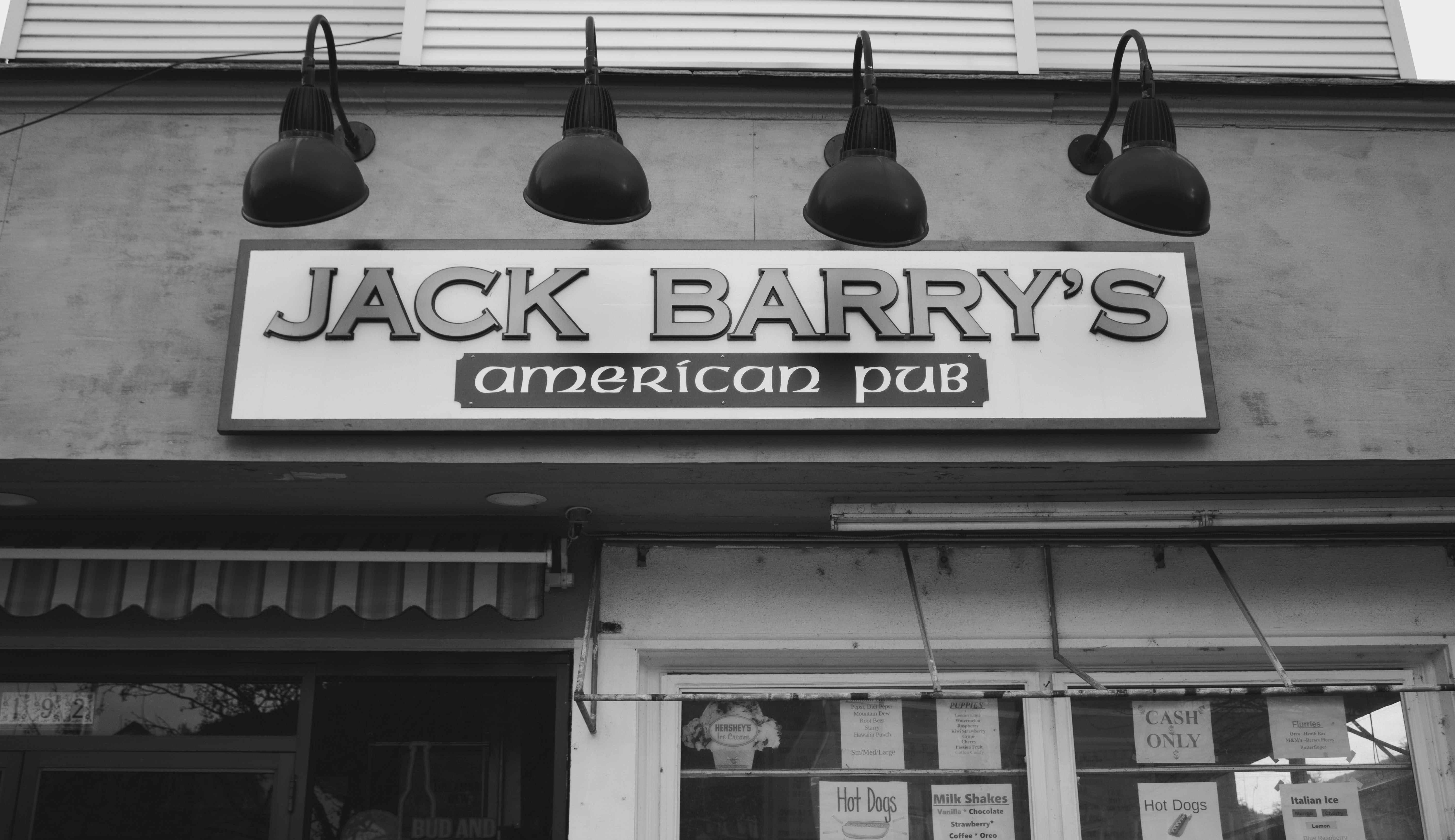 A black and white photo of a jack barry's restaurant photo – Free Building Image on Unsplash