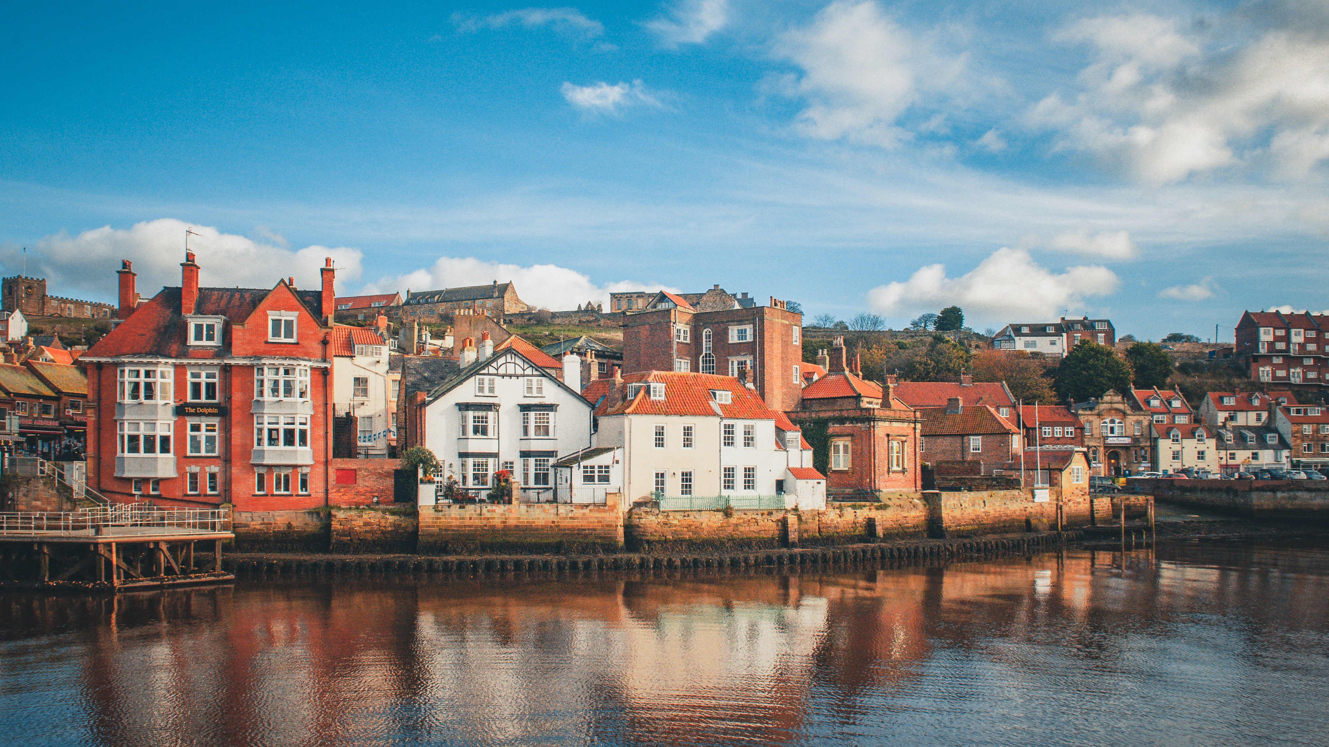 A view of a city from across the water photo – Free Whitby beach Image ...