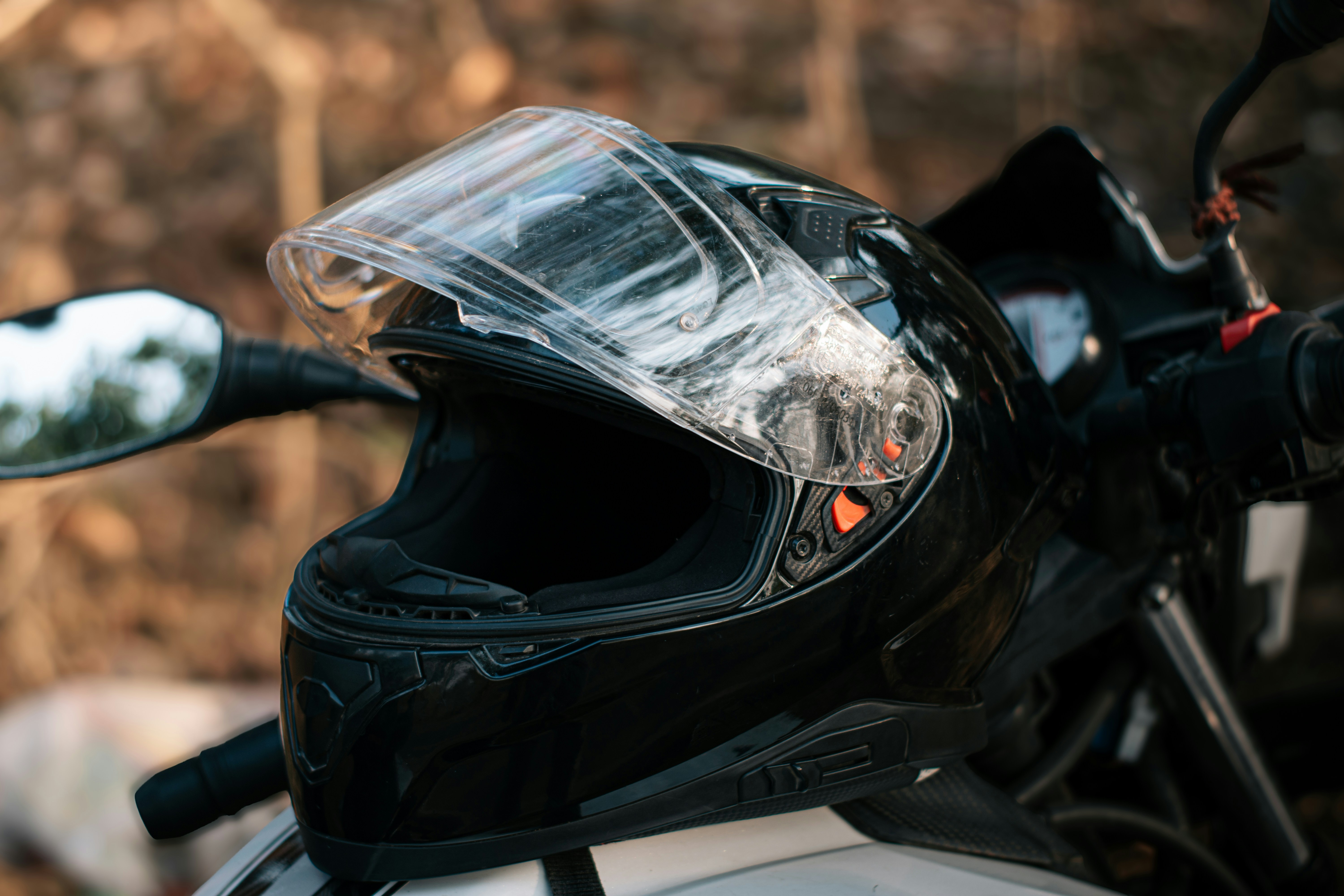 A close up of a helmet on a motorcycle photo – Free Helmet Image on ...