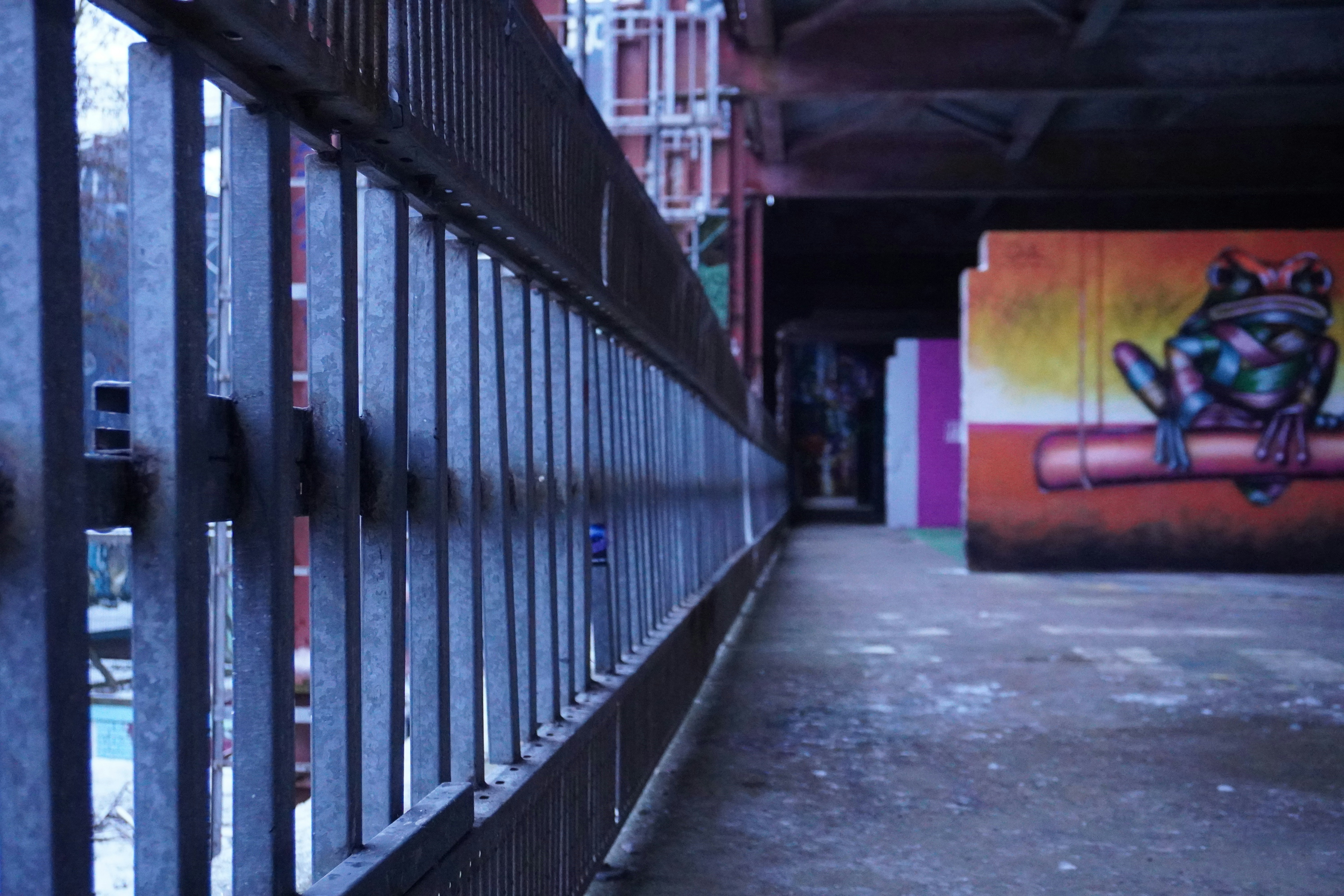 Graffiti Corridor with Fading Perspective