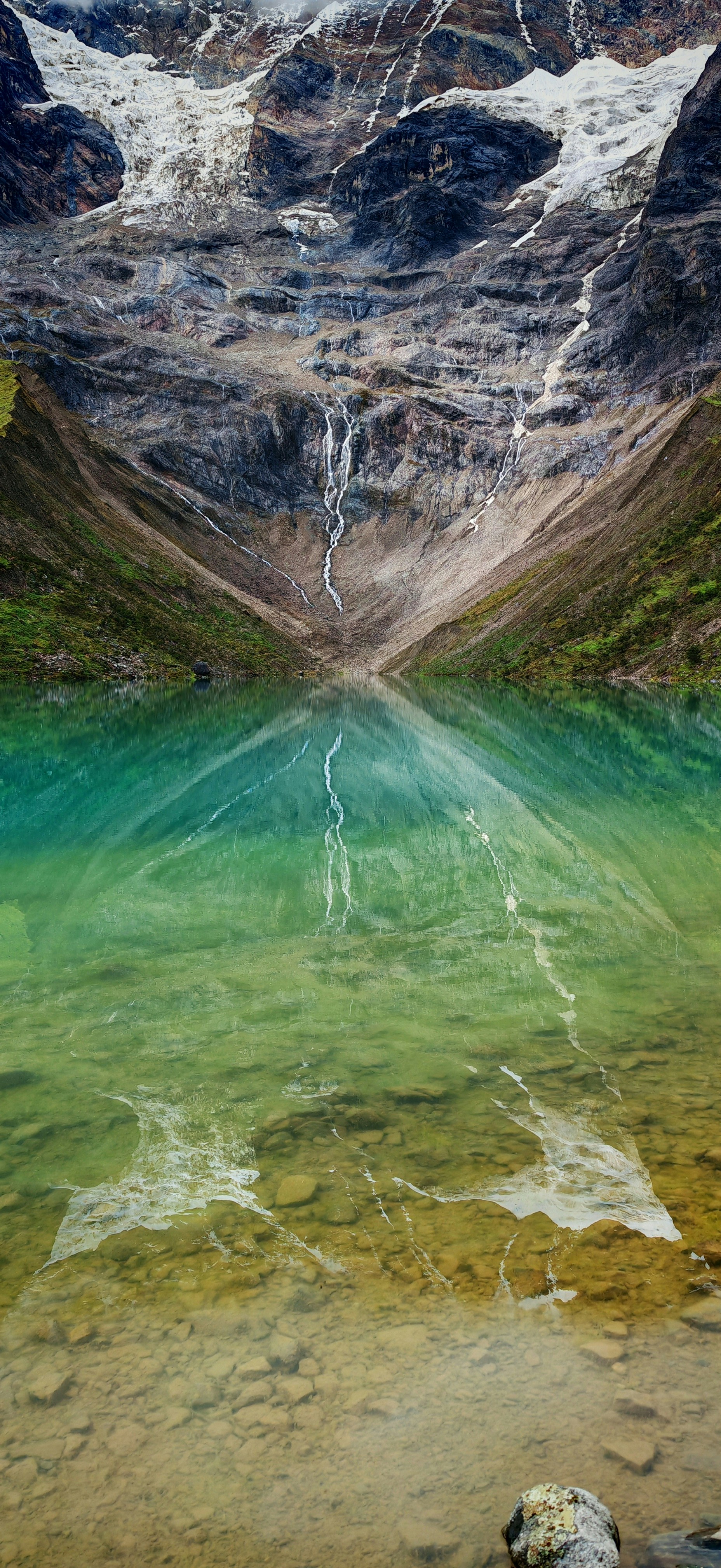 Emerald Mirror at the Foot of Snowbound Giants