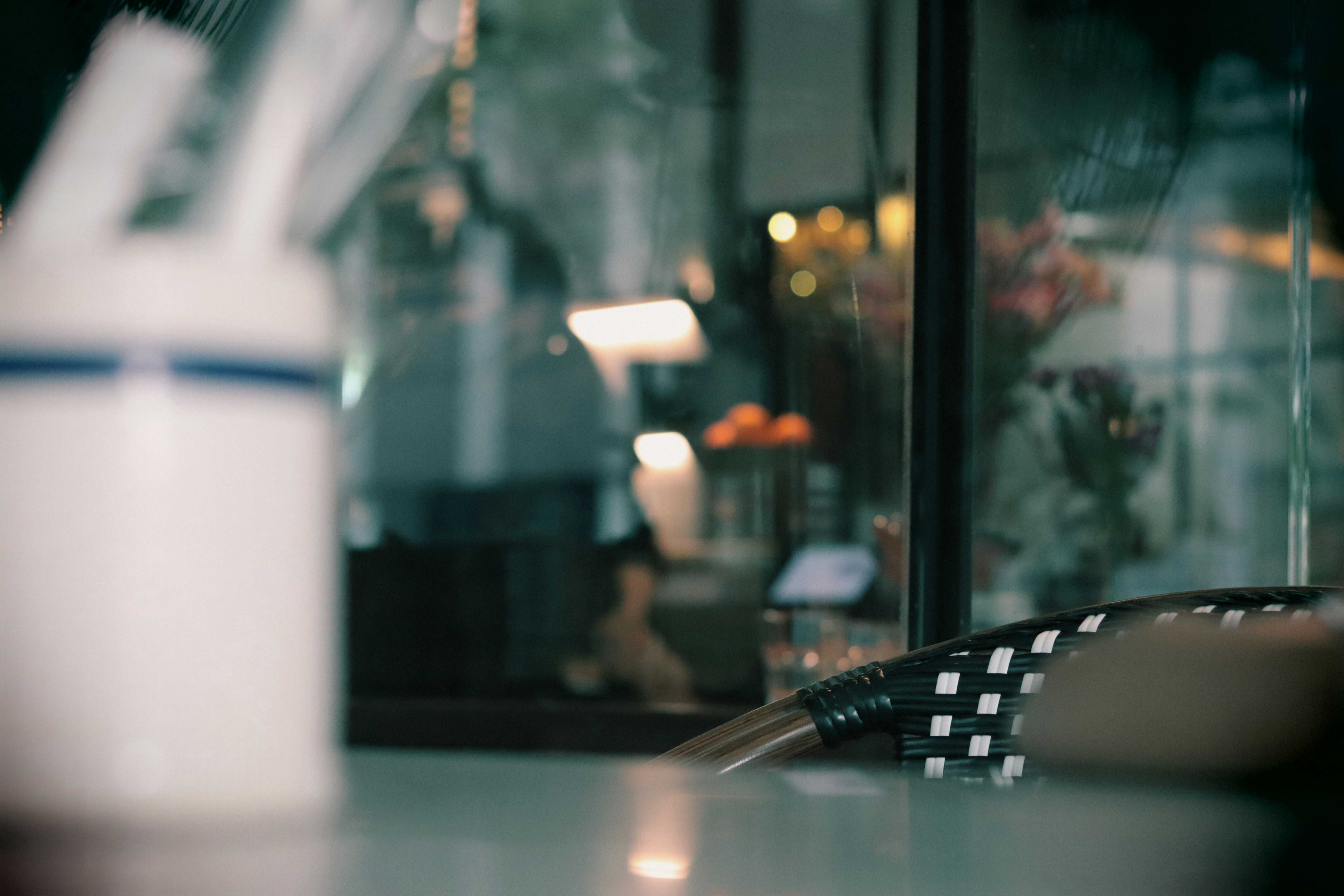 Soft Focus Café Corner: Quiet Activity Beyond the Window