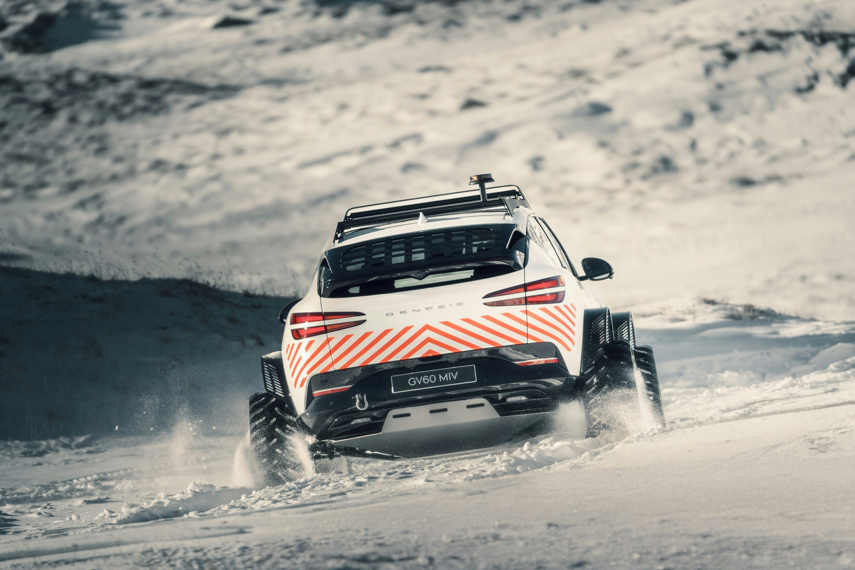 A white suv driving through a wave in the ocean photo – Free Vehicle ...