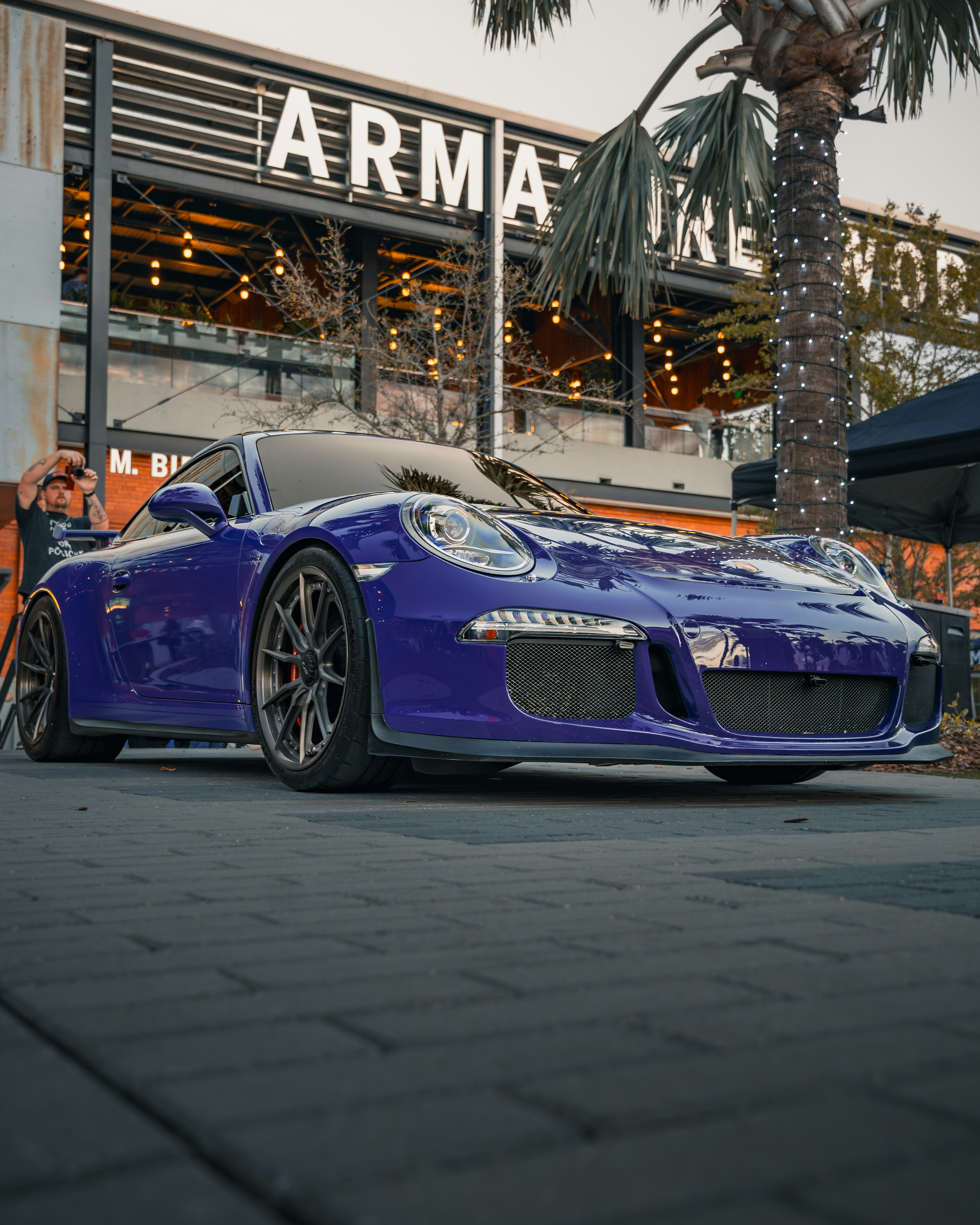 Lavender Thunder: Purple Porsche Anchor at the ARMA Cafe