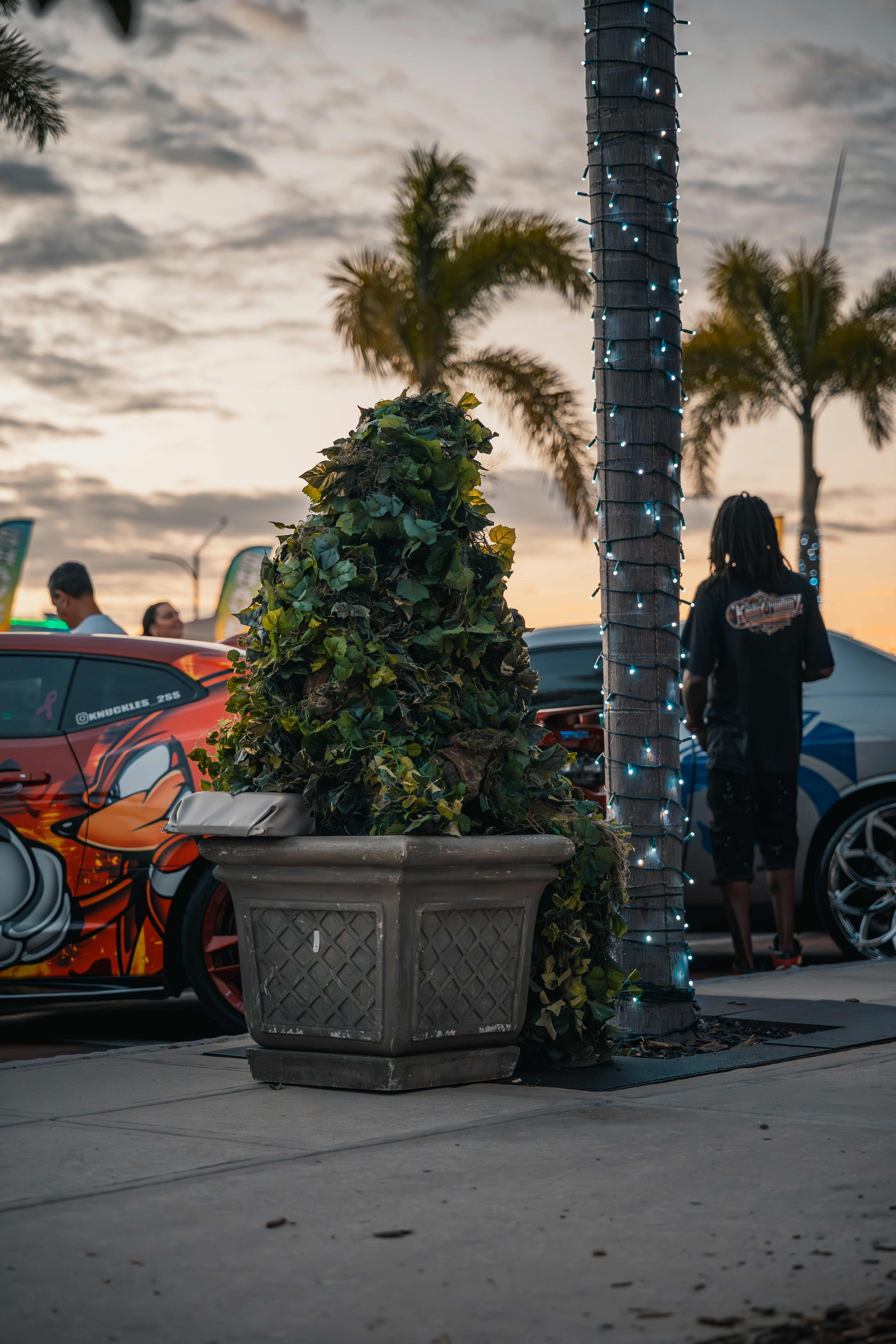 Twilight Street Lights Kiss a Car Show Glow