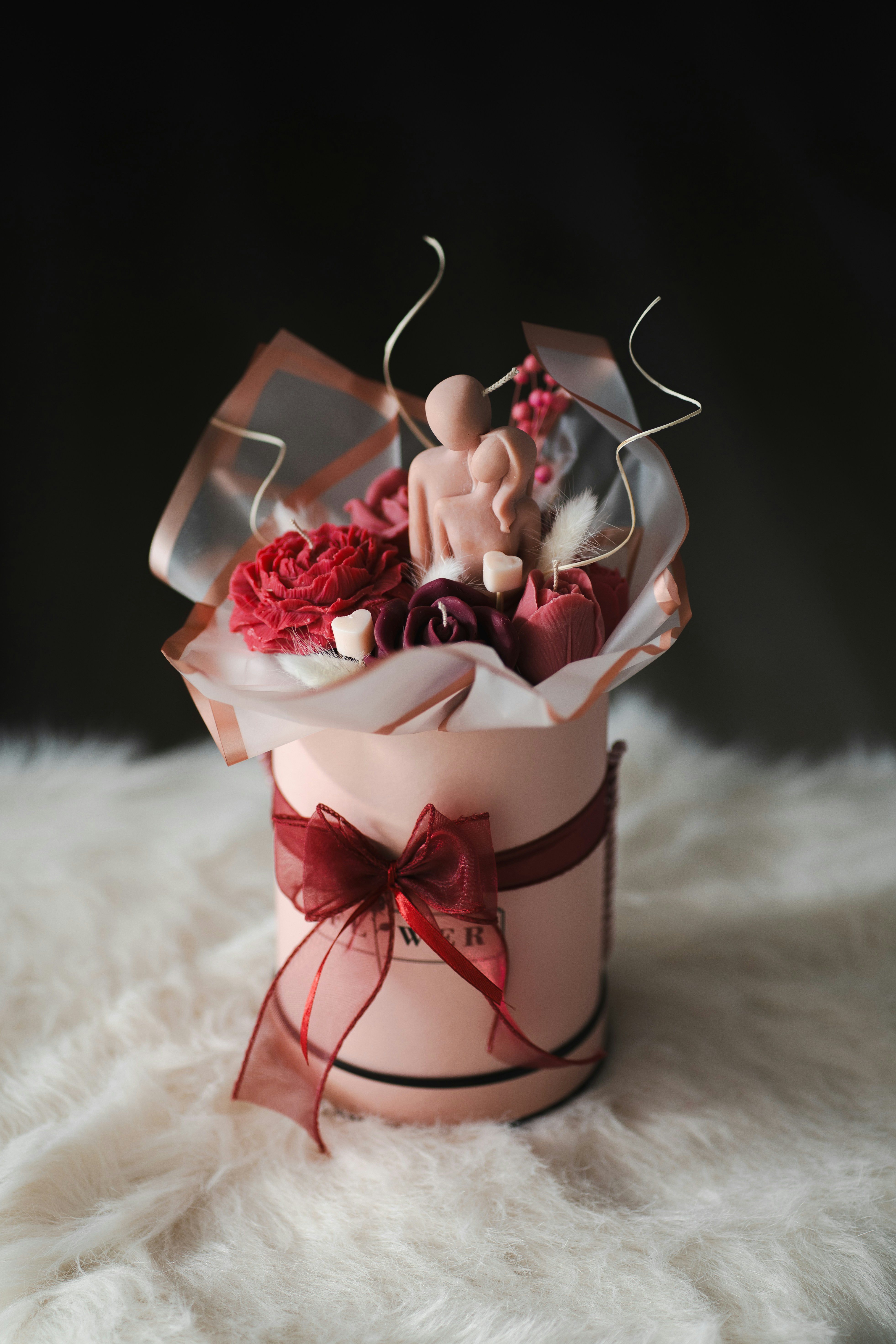 Blush Bouquet in a Velvet Rosette Box