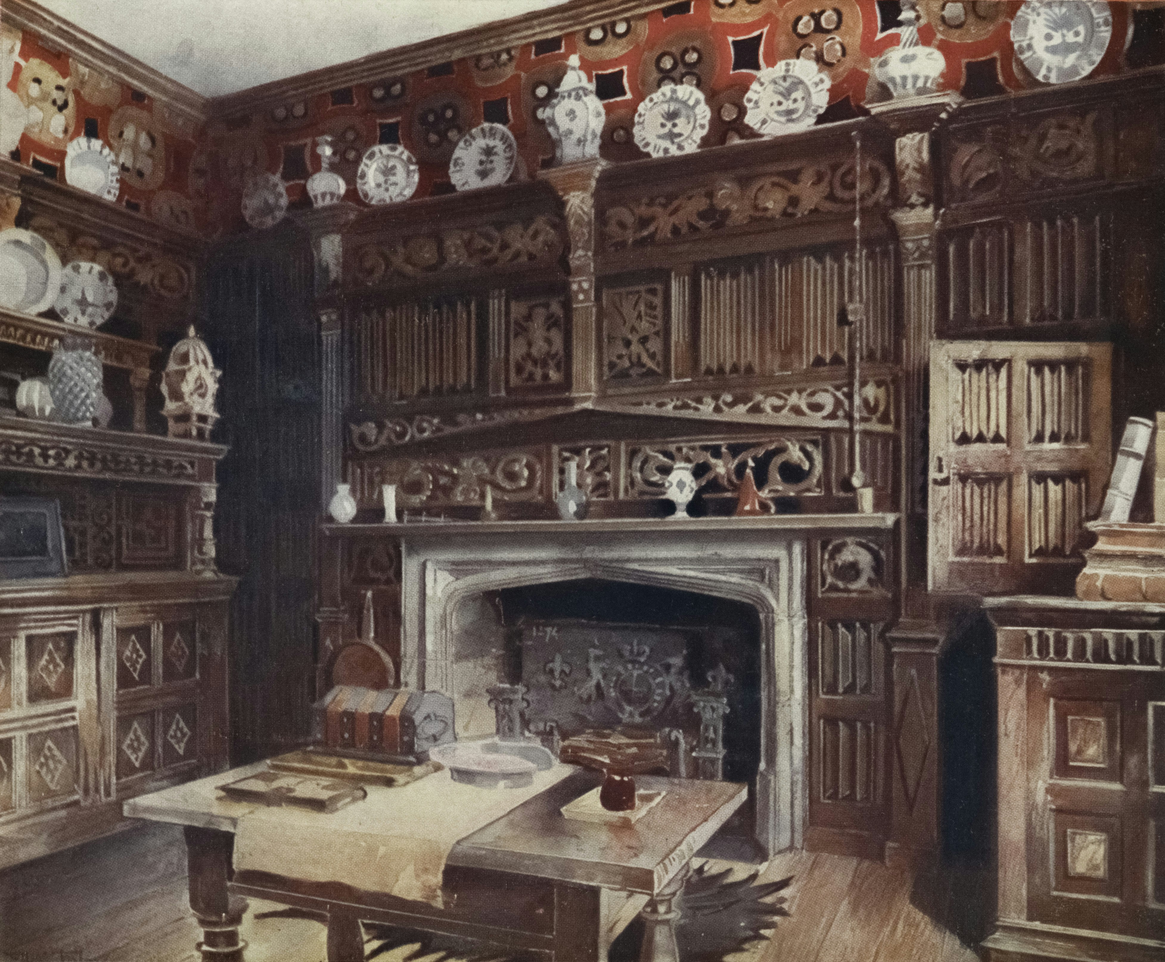 The Miriam and Ira D. Wallach Division of Art, Prints and Photographs: Art & Architecture Collection, The New York Public Library. "The panelled study at Groombridge Place, Kent. By permission of the Misses Saint." The New York Public Library Digital Collections. 1910 - 1911. https://digitalcollections.nypl.org/items/510d47e4-6d67-a3d9-e040-e00a18064a99