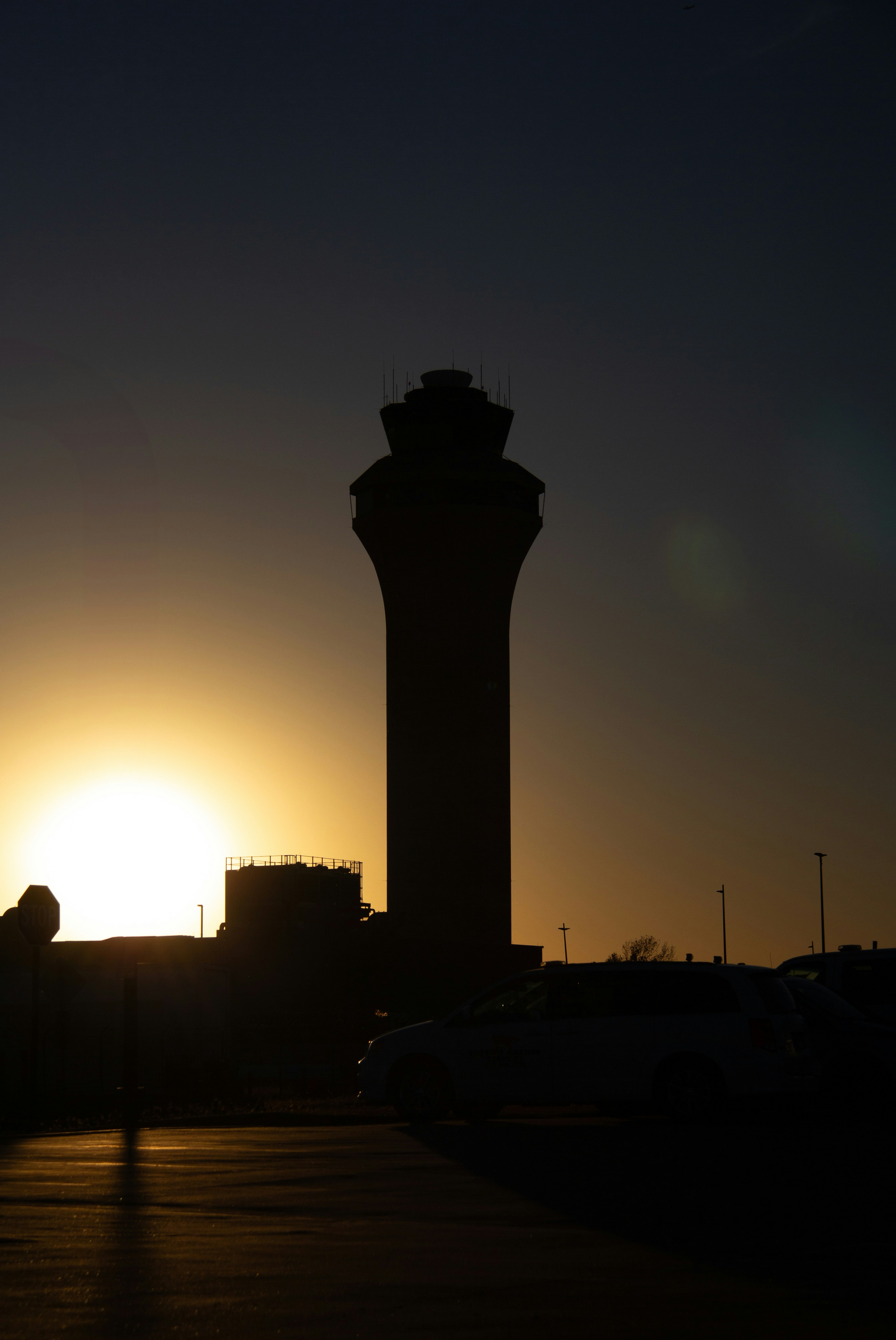Dusk Sentinel: The Control Tower Against a Golden Horizon