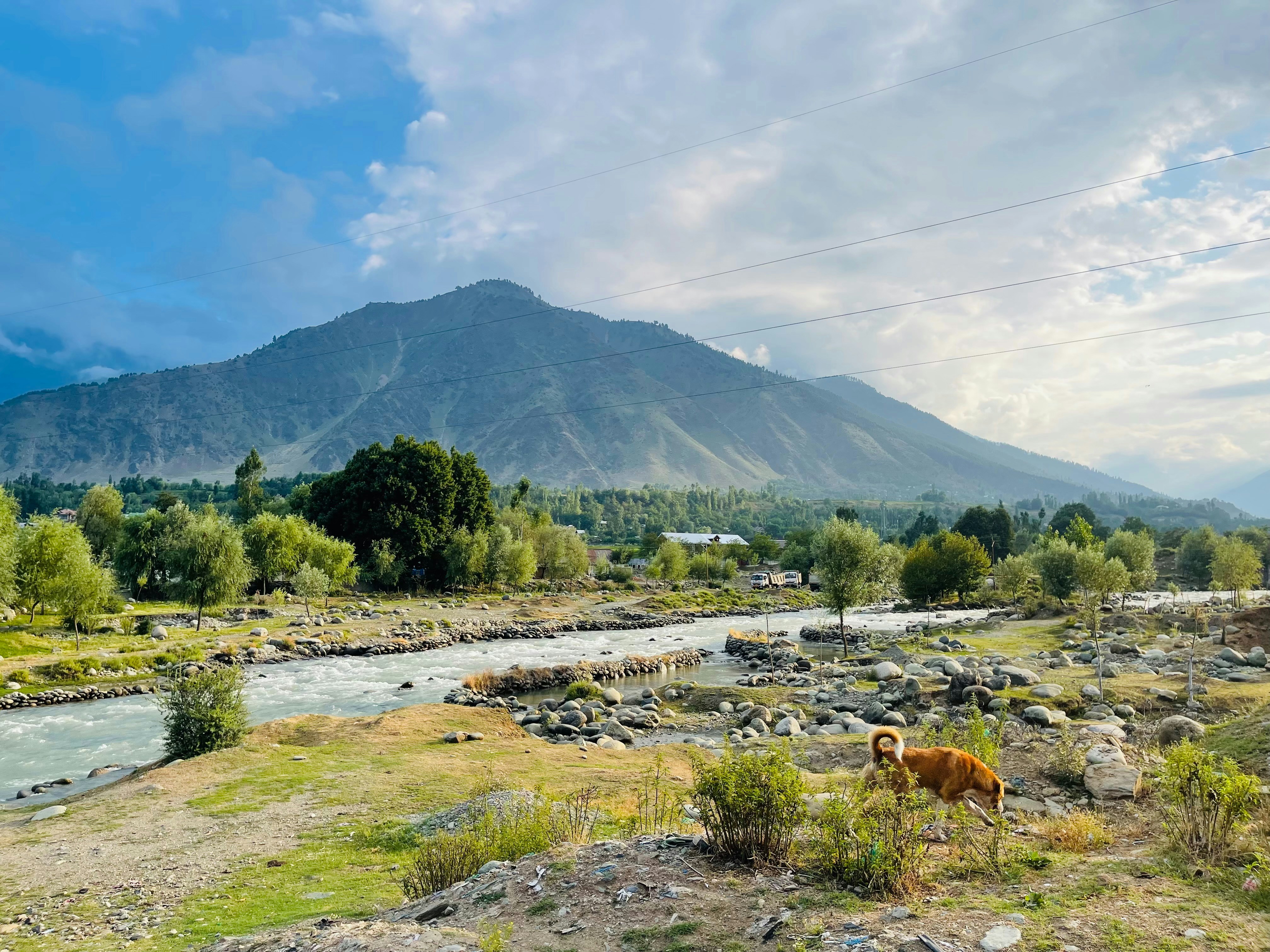 Serene River Valley Under Majestic Peaks