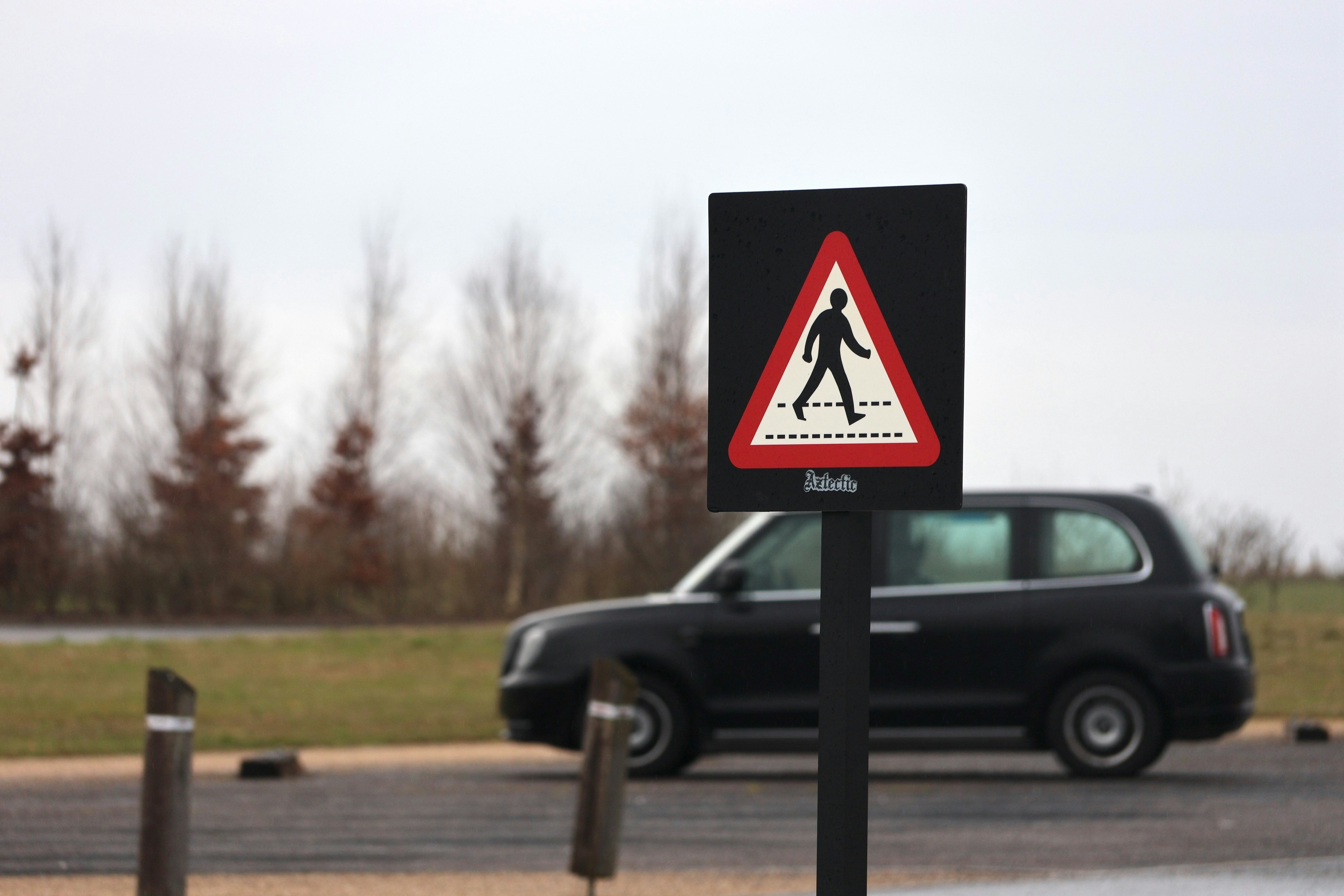 Urban Still Life with Pedestrian Sign and Taxi